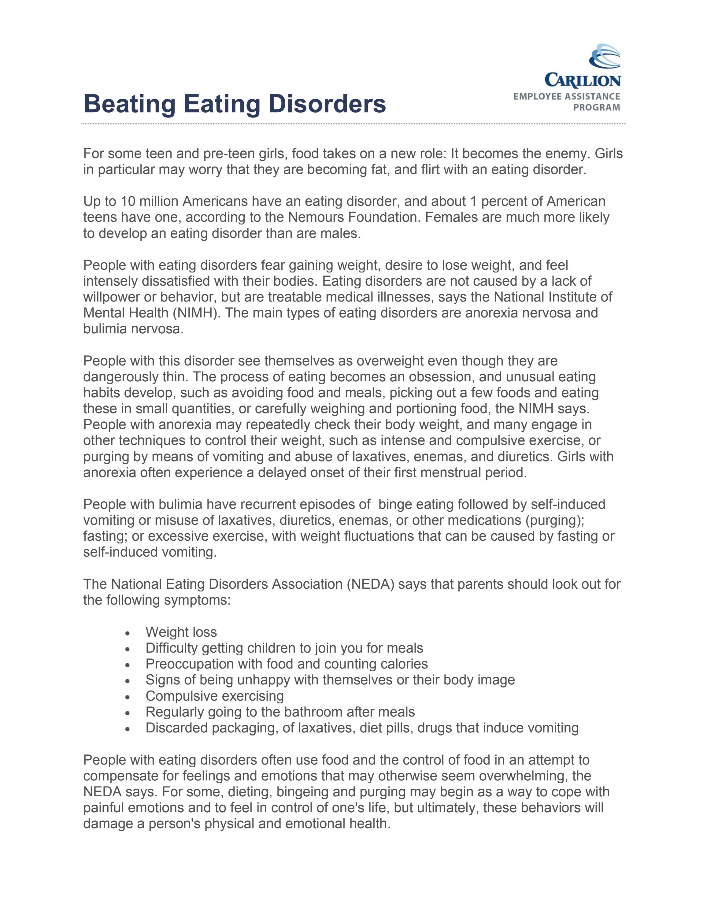 Beating Eating Disorders by Runk & Pratt - Issuu