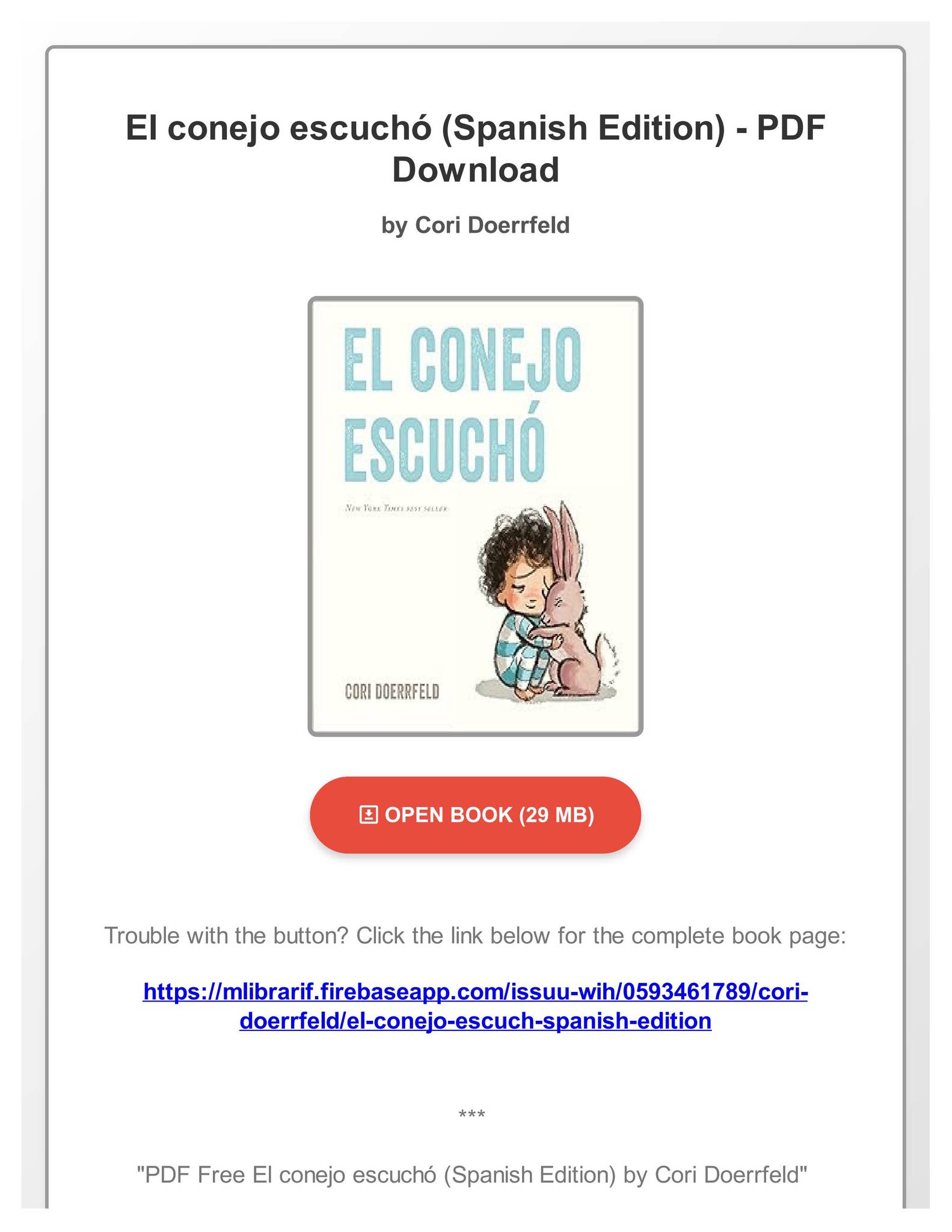 PDF Free El conejo escuchó (Spanish Edition) by Cori Doerrfeld by ...