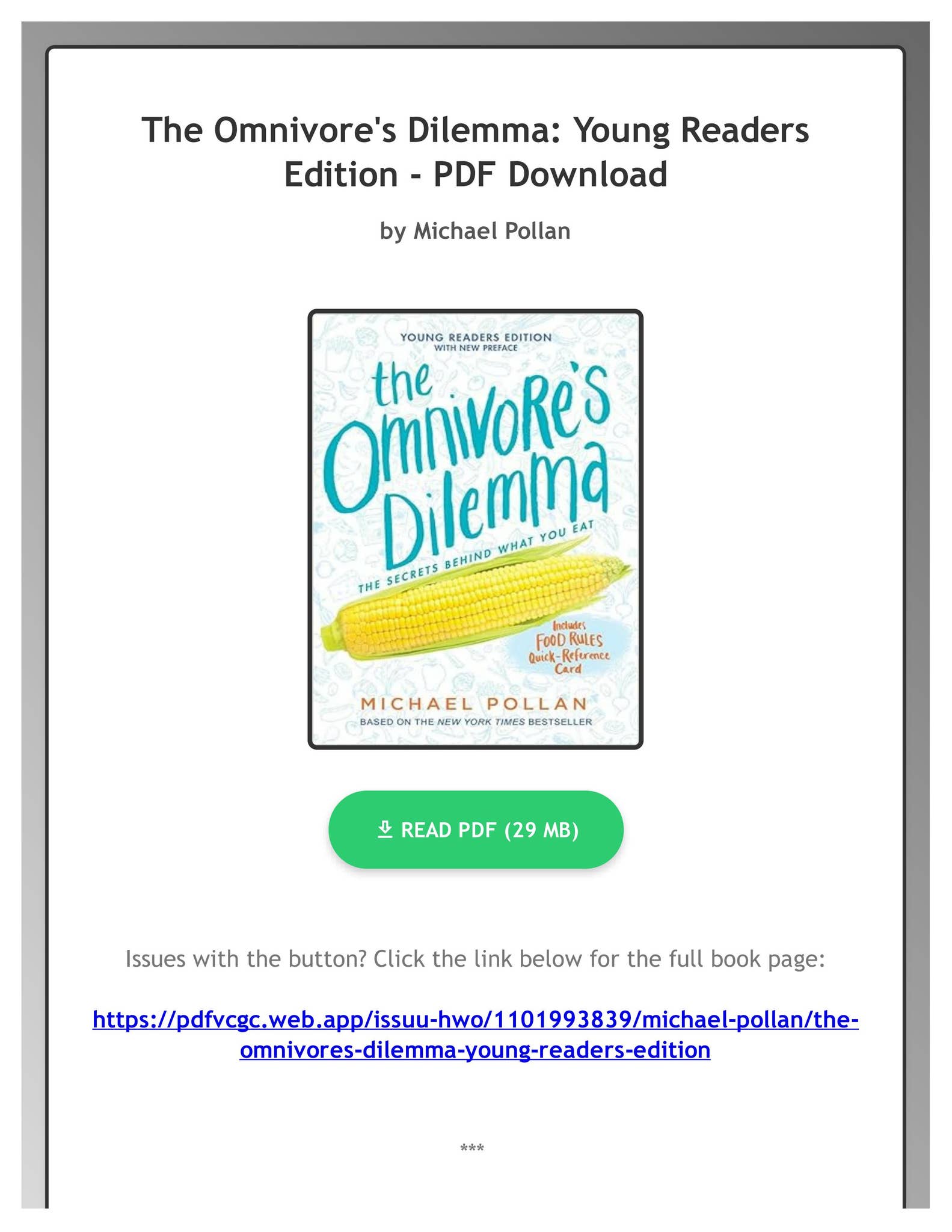 (PDF Free) The Omnivore's Dilemma: Young Readers Edition by Michael ...