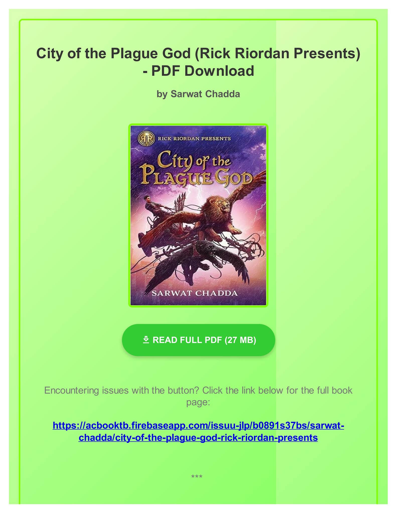 PDF City of the Plague God (Rick Riordan Presents) by Sarwat Chadda by ...