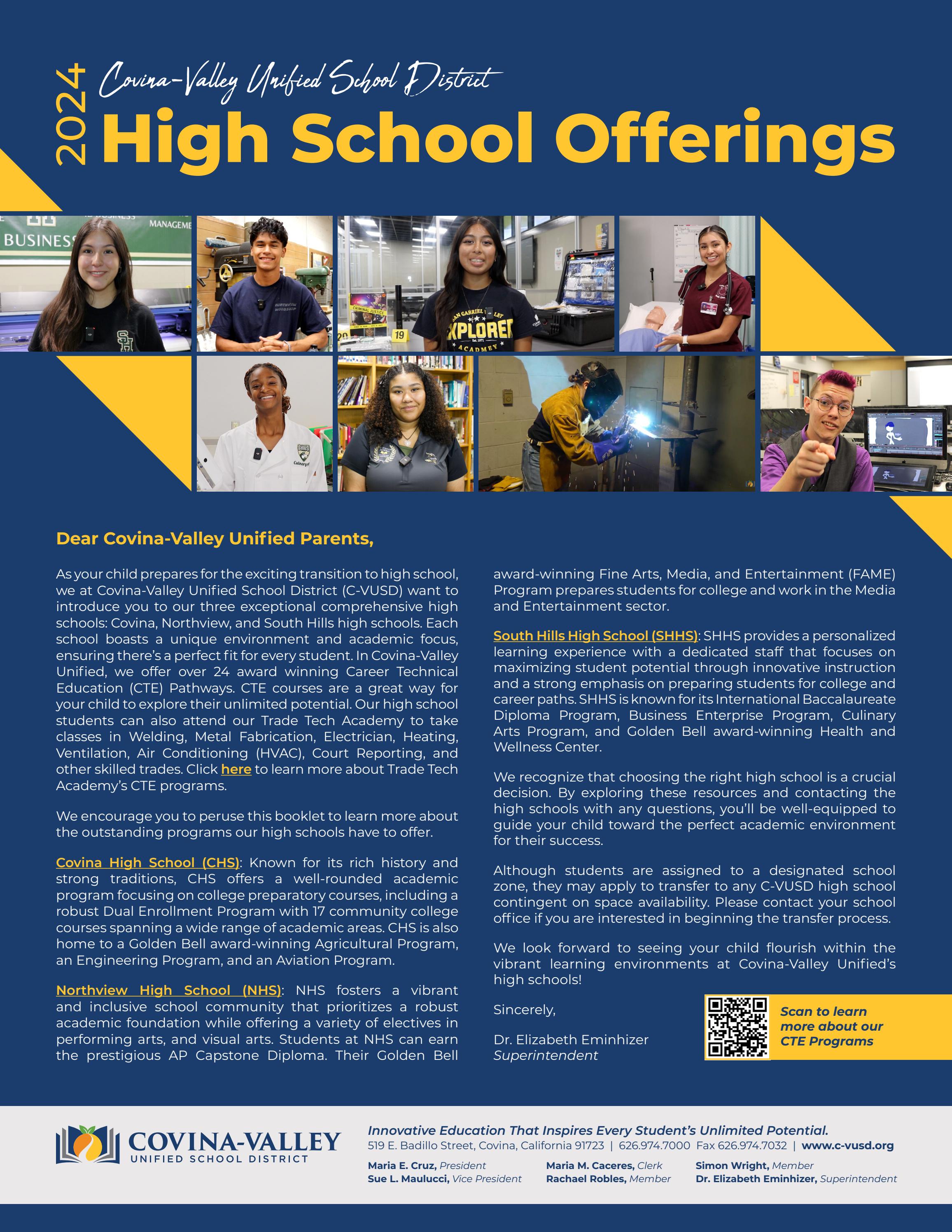 Covina-Valley Unified School District 2024 High School CTE Offerings by ...