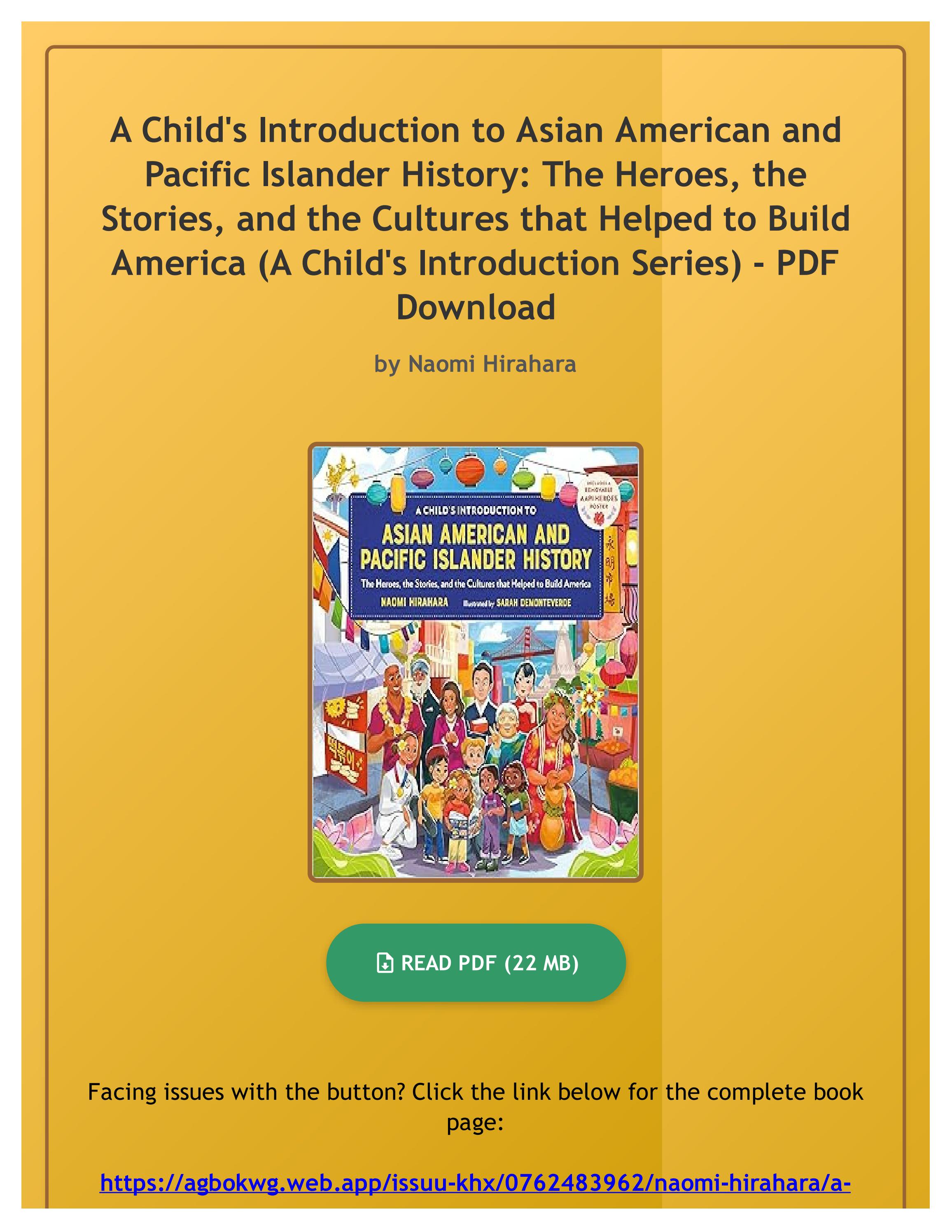 PDF A Child's Introduction to Asian American and Pacific Islander ...