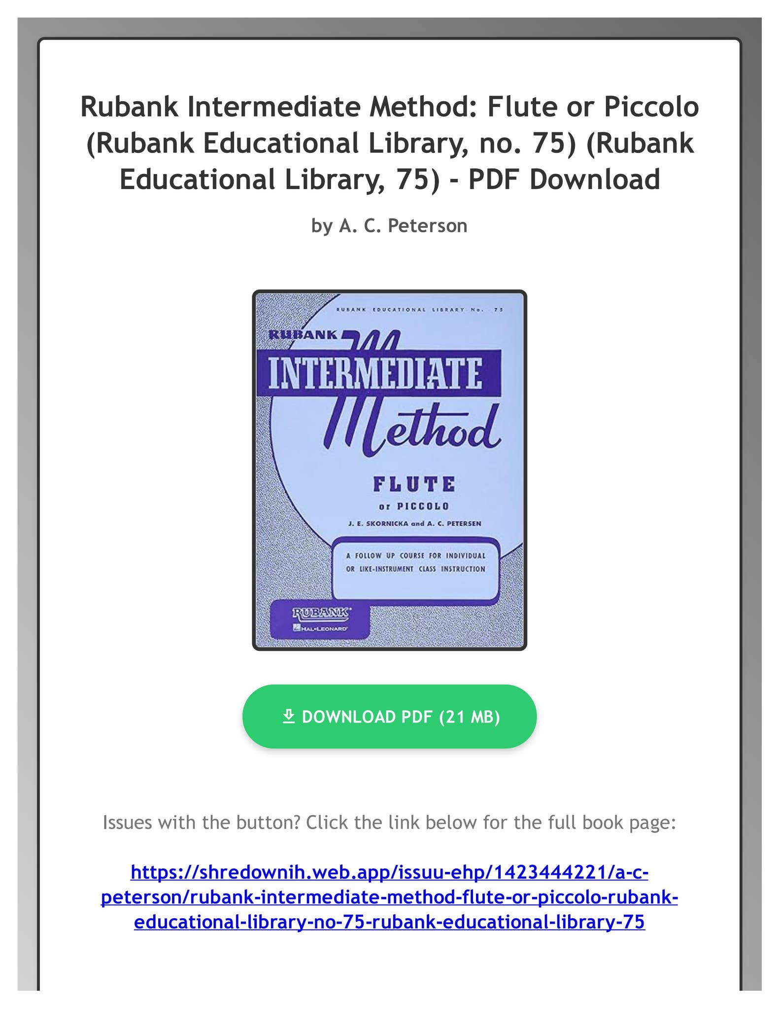 EBOOK Rubank Intermediate Method: Flute or Piccolo (Rubank Educational ...
