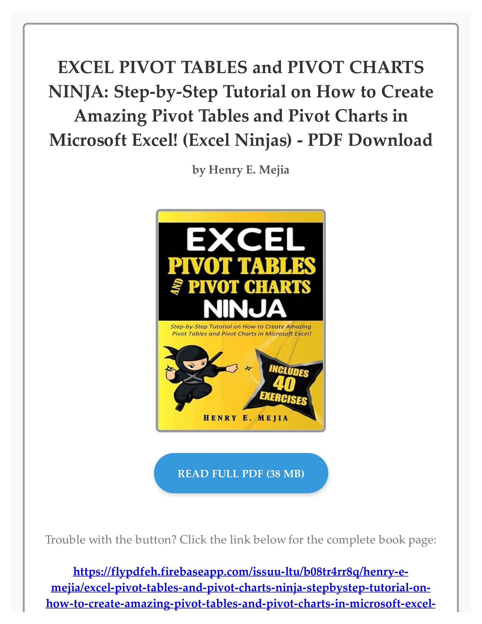 (Download) EXCEL PIVOT TABLES and PIVOT CHARTS NINJA: Step-by-Step ...