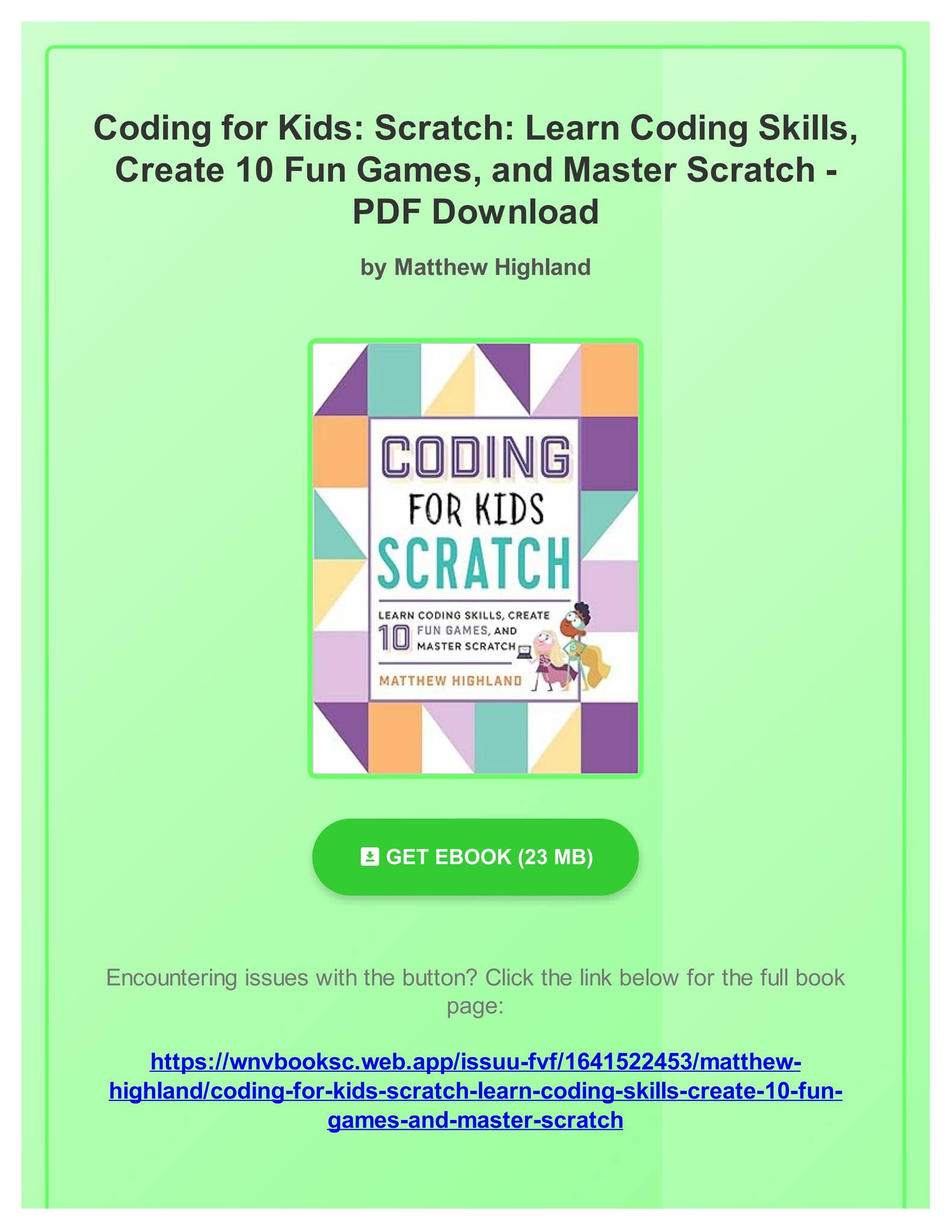 (PDF Free) Coding for Kids: Scratch: Learn Coding Skills, Create 10 Fun Games, and Master ...