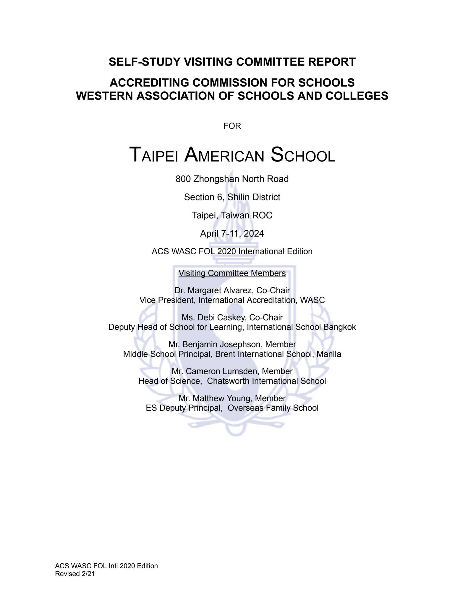 2024 TAS WASC Self-Study Visiting Committee Report by ...