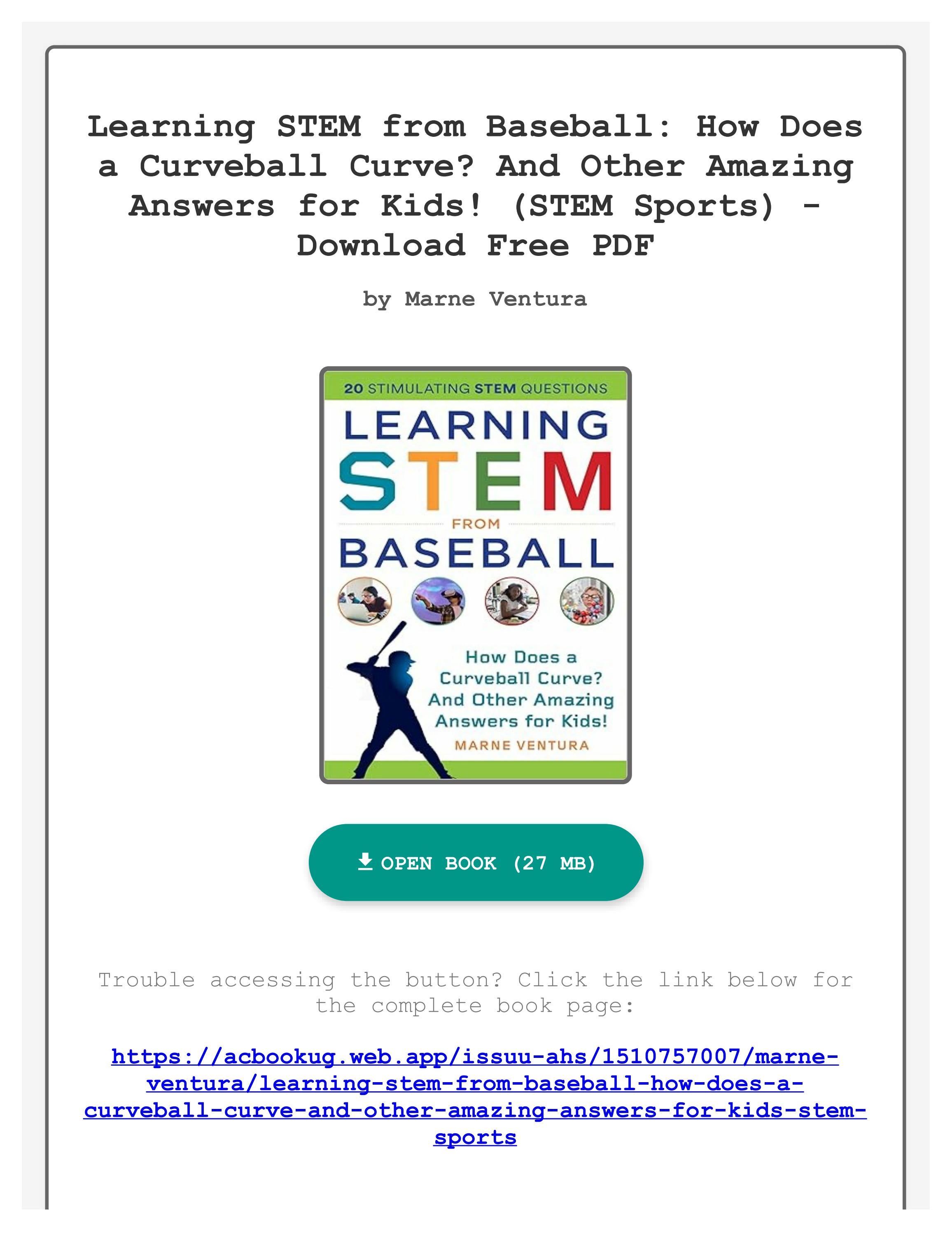 PDF Free Learning STEM from Baseball: How Does a Curveball Curve? And ...