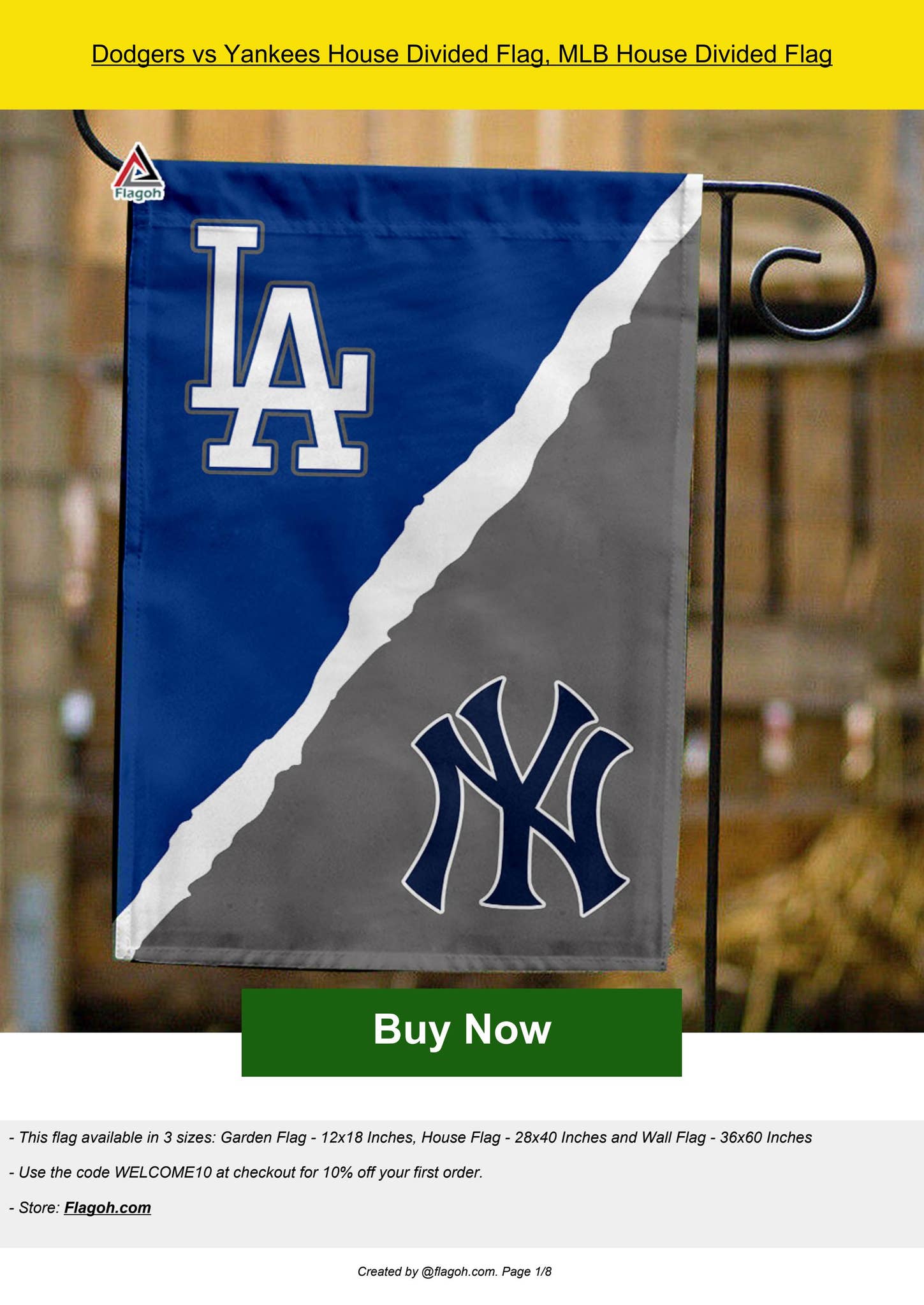 Dodgers vs Yankees House Divided Flag, MLB House Divided Flag by flagoh ...