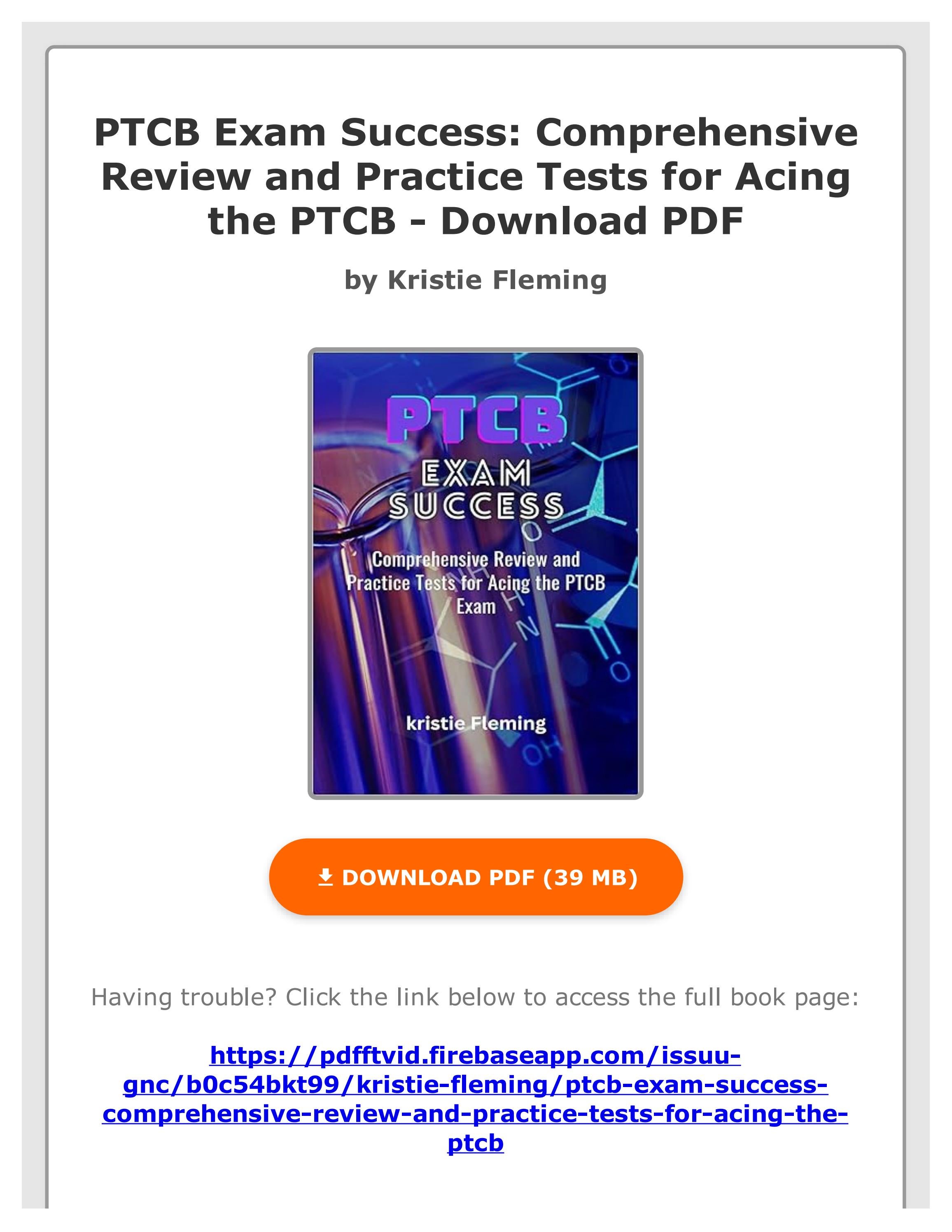 Epub PTCB Exam Success: Comprehensive Review and Practice Tests for ...