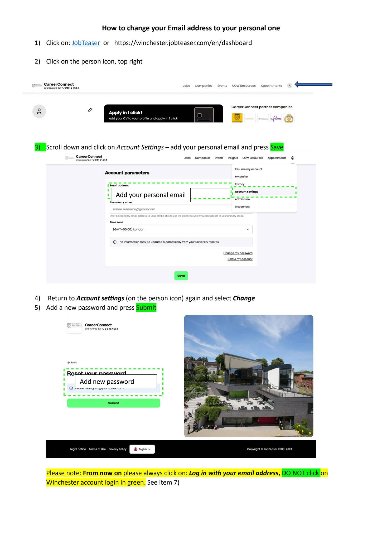 How to change your email address to your personal one by University of ...