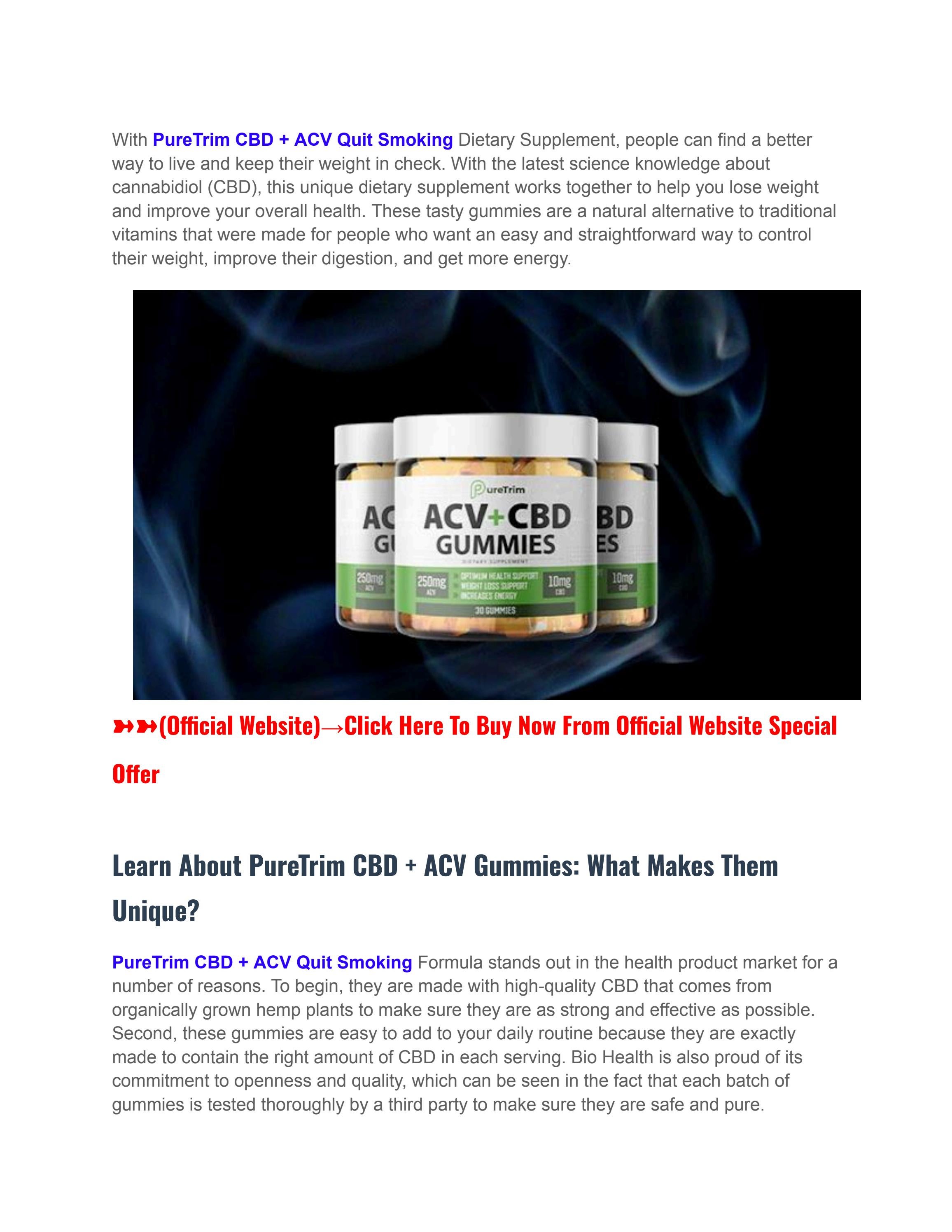 PureTrim CBD + ACV Quit Smoking Reviews – ACV Gummy to Burn Fat! by ...