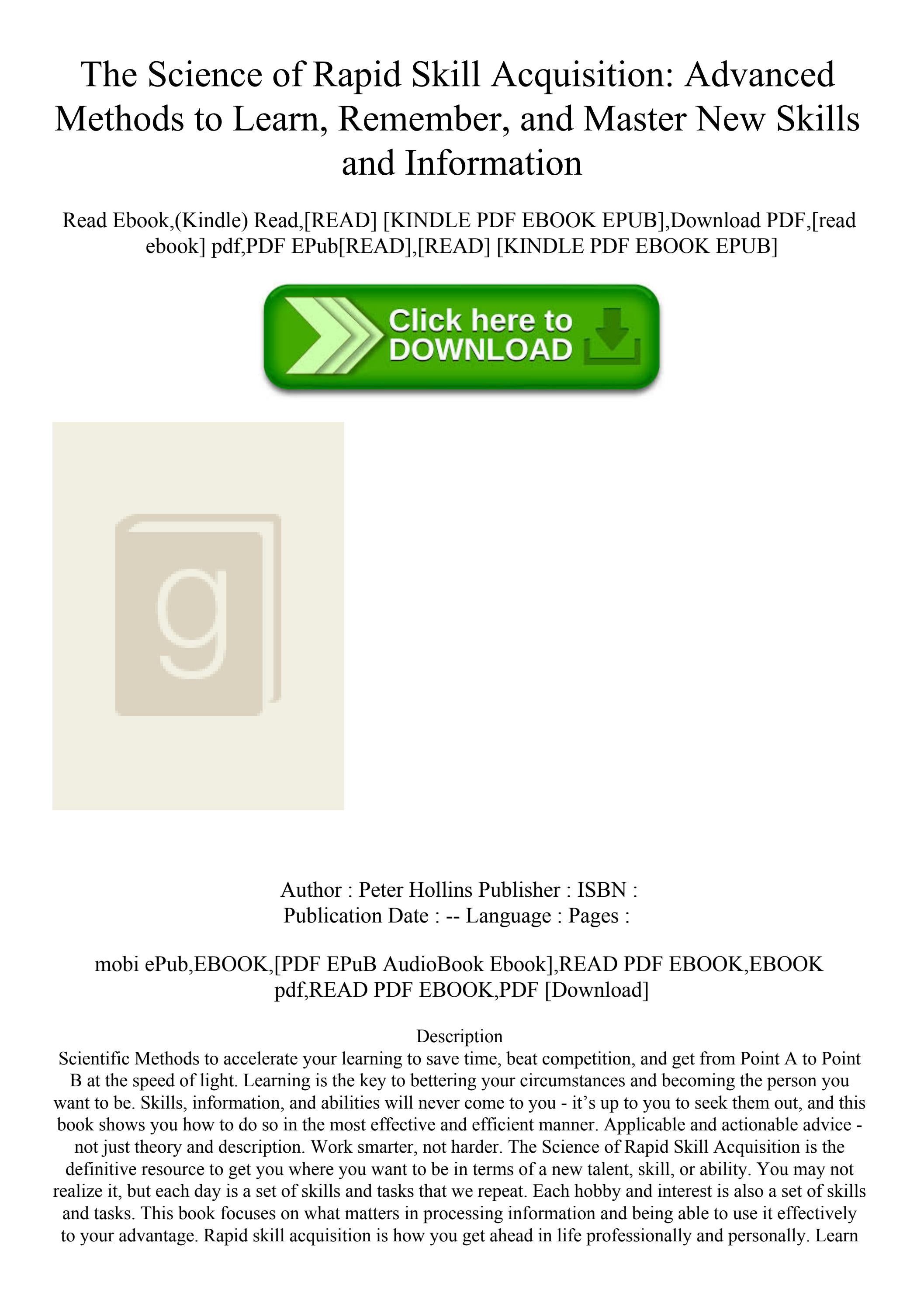 Read And Download Pdf The Science Of Rapid Skill Acquisition Advanced Methods To Learn