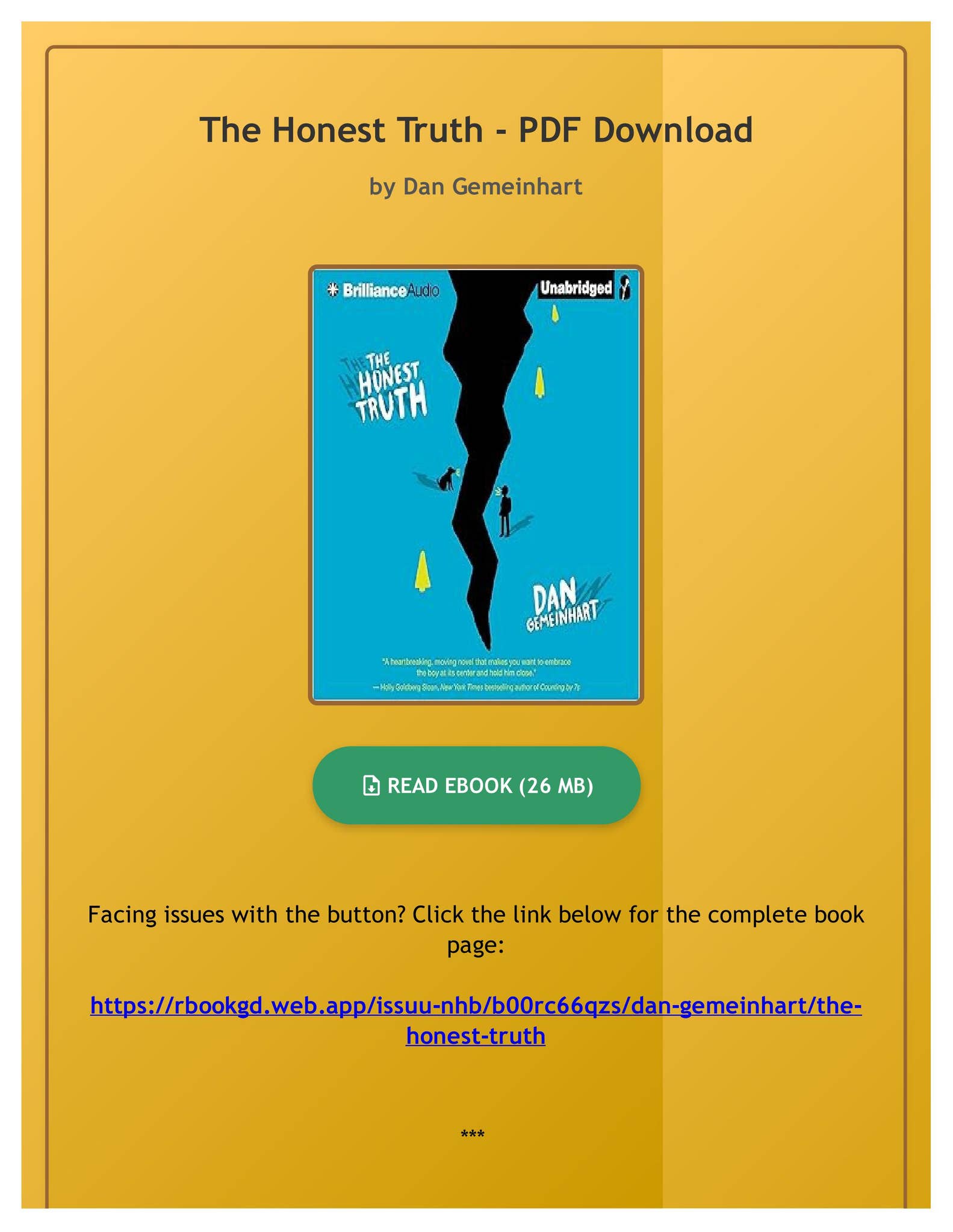 [PDF] The Honest Truth by Dan Gemeinhart by AngelitaBednarrm - Issuu