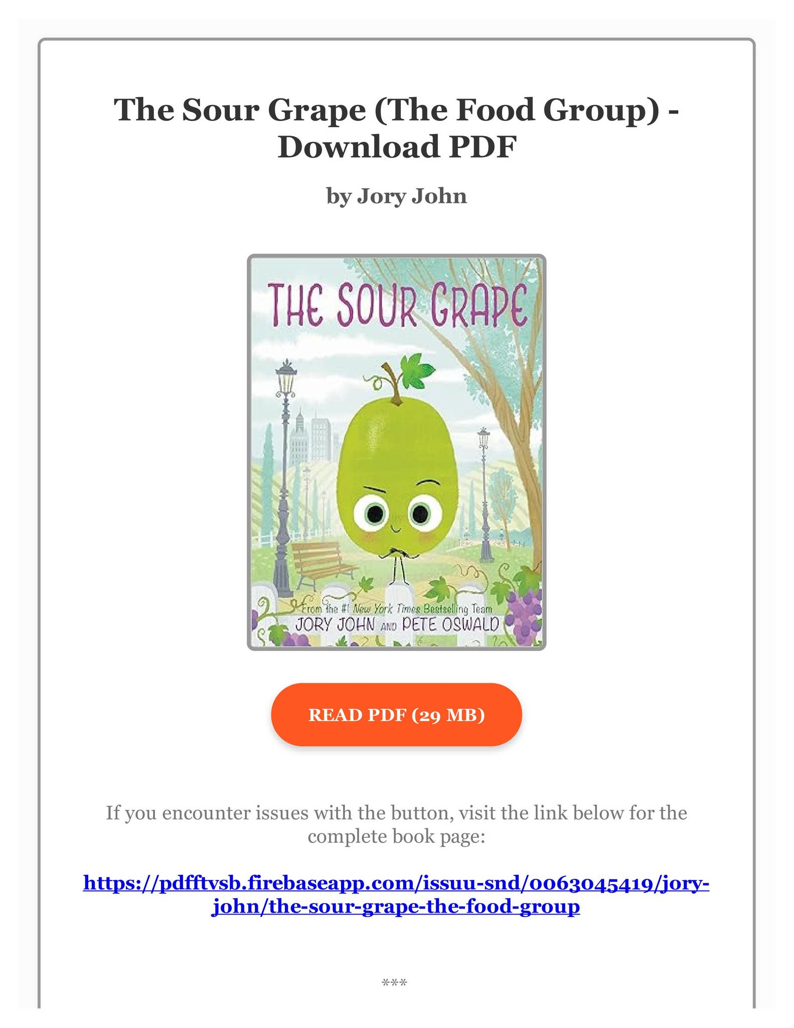 PDF The Sour Grape (The Food Group) by Jory John by VandervortSrpo - Issuu