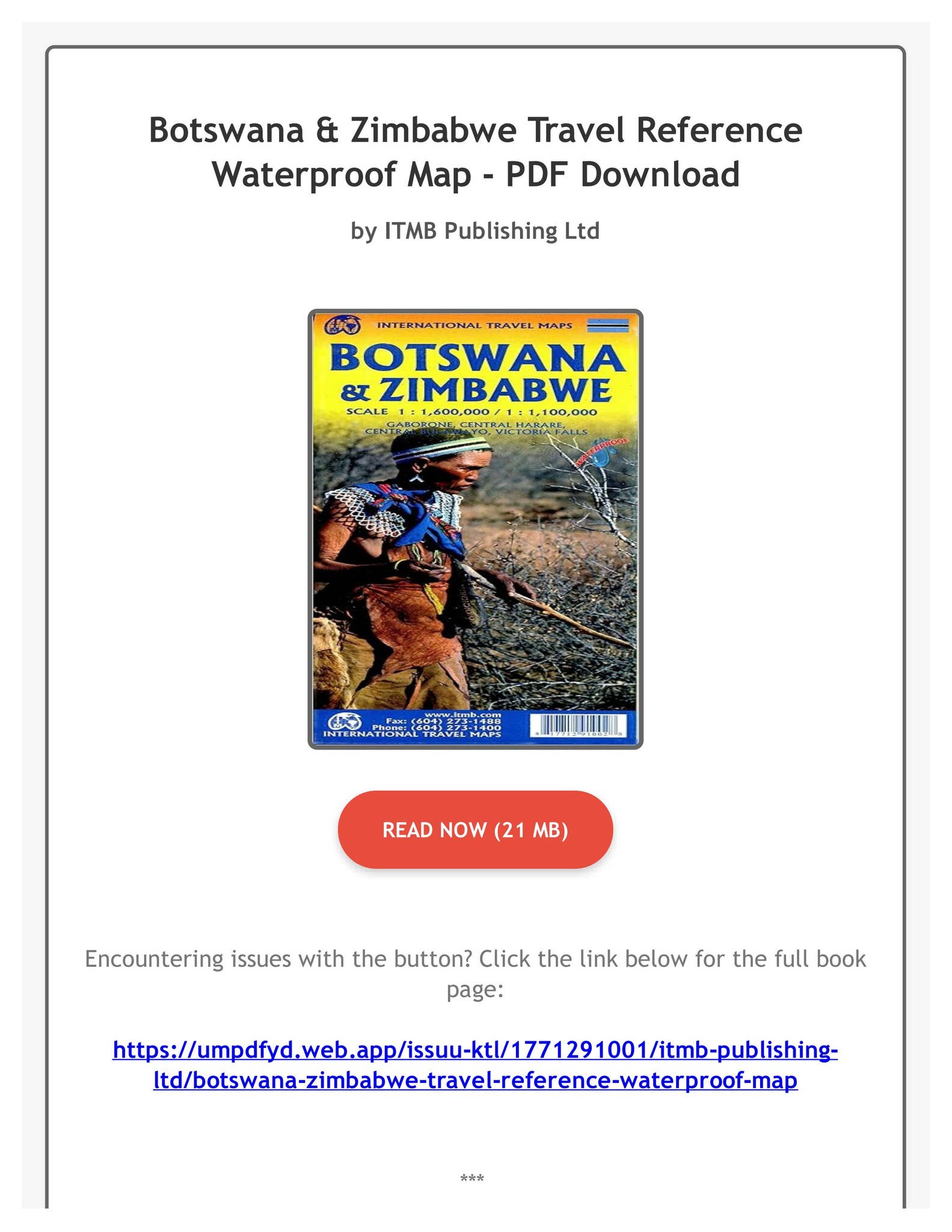 Ebook Free Botswana & Zimbabwe Travel Reference Waterproof Map by ITMB ...