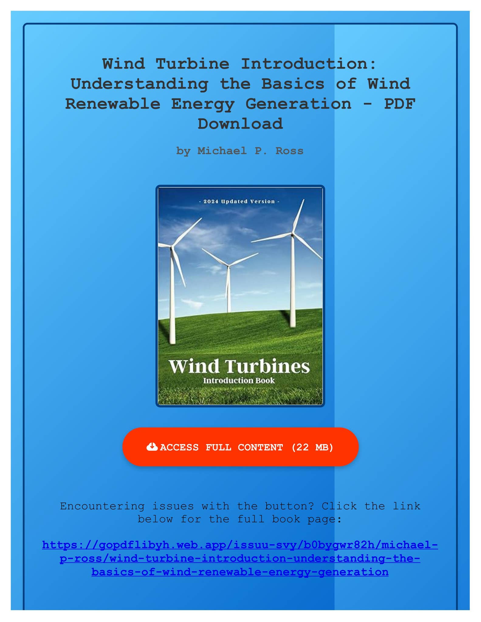 (Pdf Ebook) Wind Turbine Introduction: Understanding the Basics of Wind ...