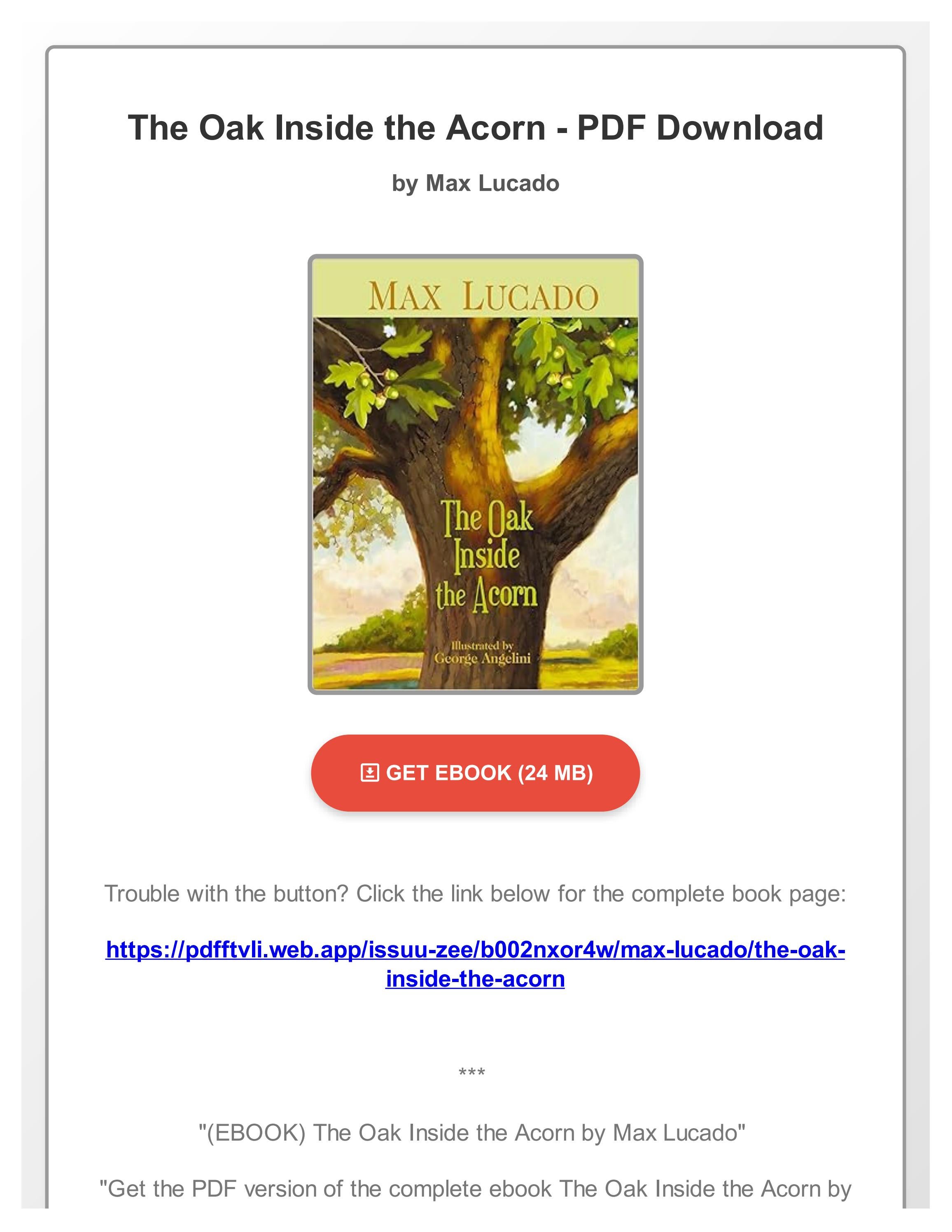 (EBOOK) The Oak Inside the Acorn by Max Lucado by NoemieLeannonik - Issuu