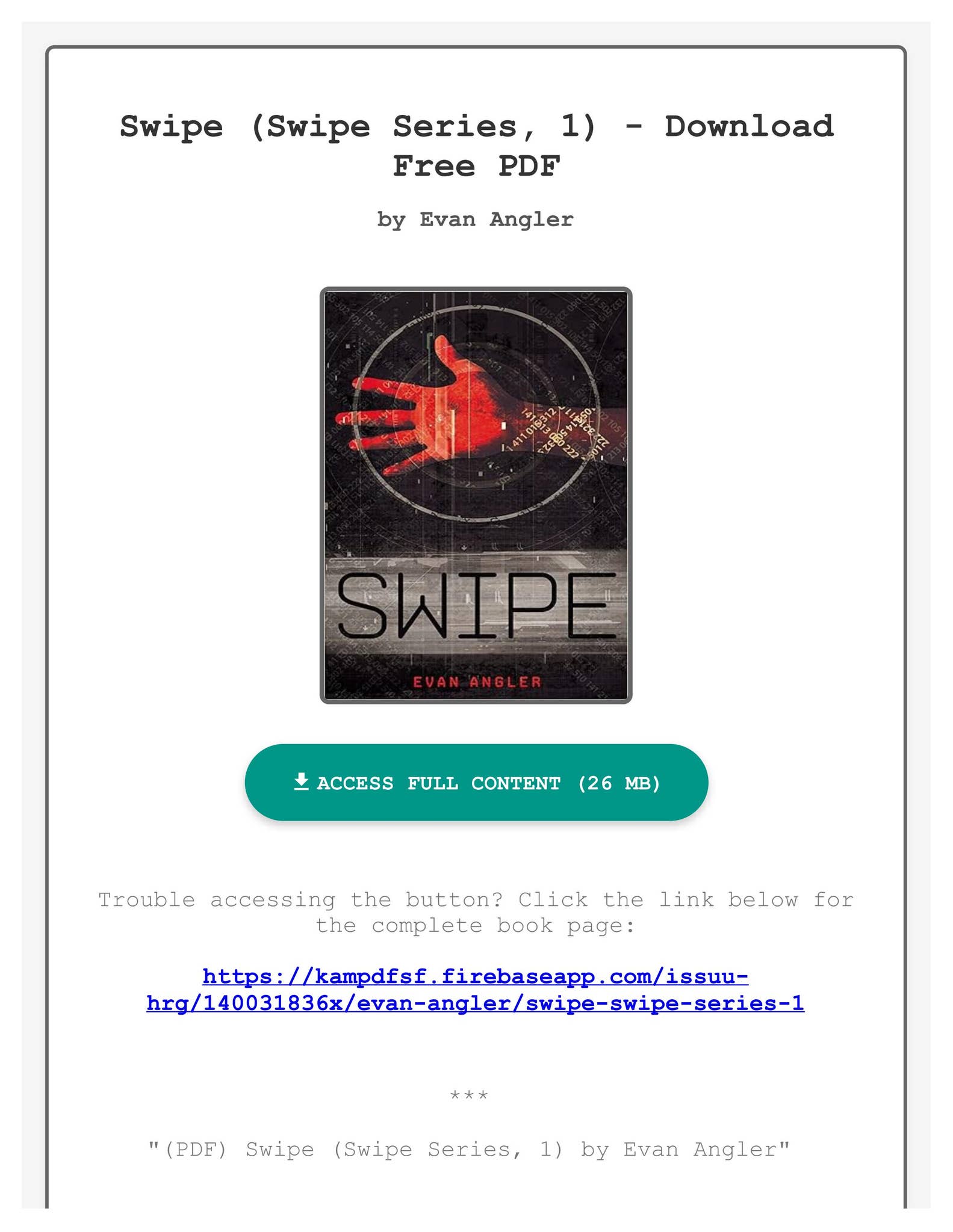 (PDF) Swipe (Swipe Series, 1) by Evan Angler by WilliamsonJrak - Issuu
