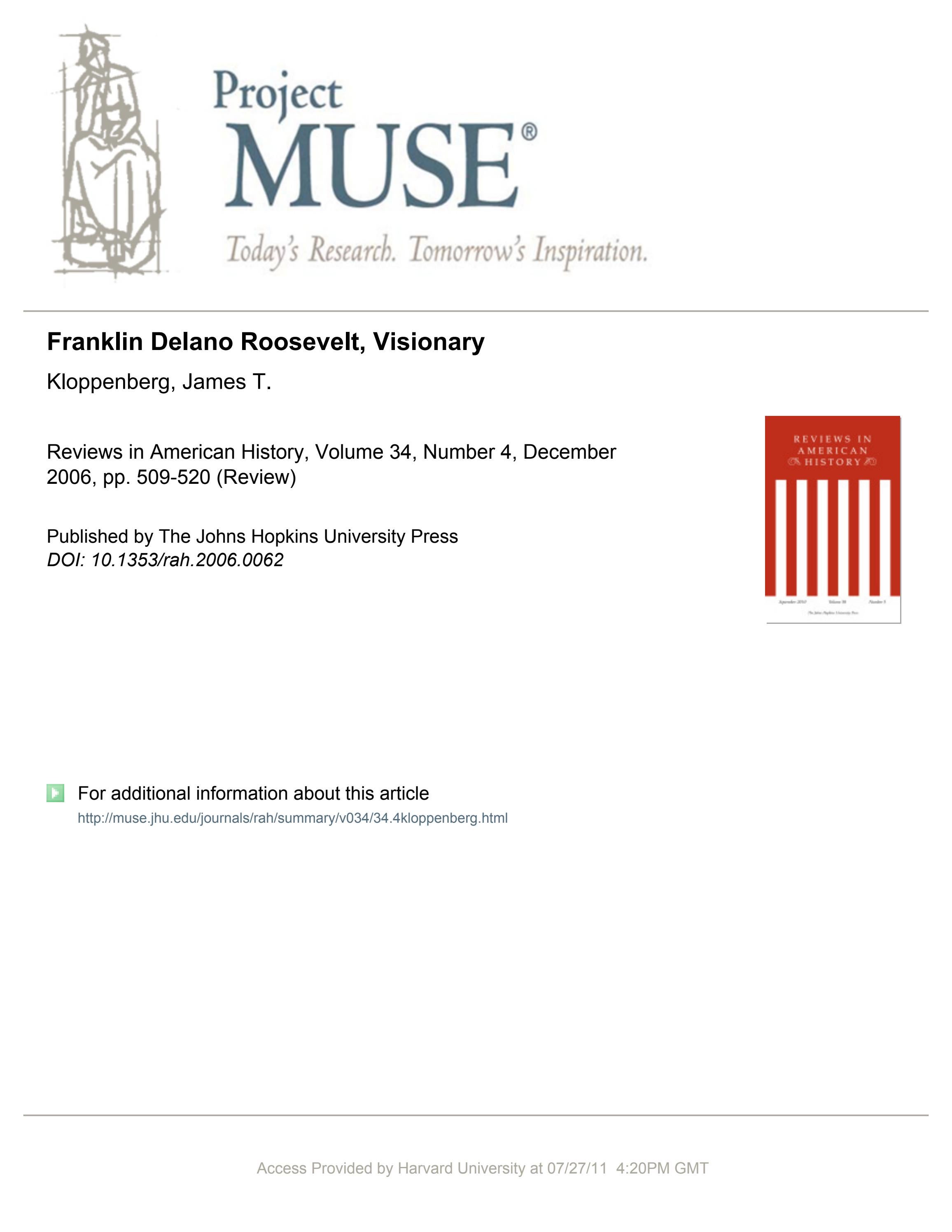 Franklin Delano Roosevelt, Visionary by demandside - Issuu