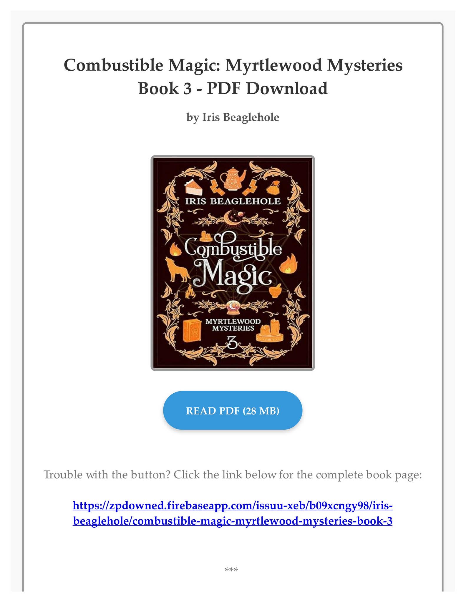 PDF Combustible Magic: Myrtlewood Mysteries Book 3 by Iris Beaglehole ...
