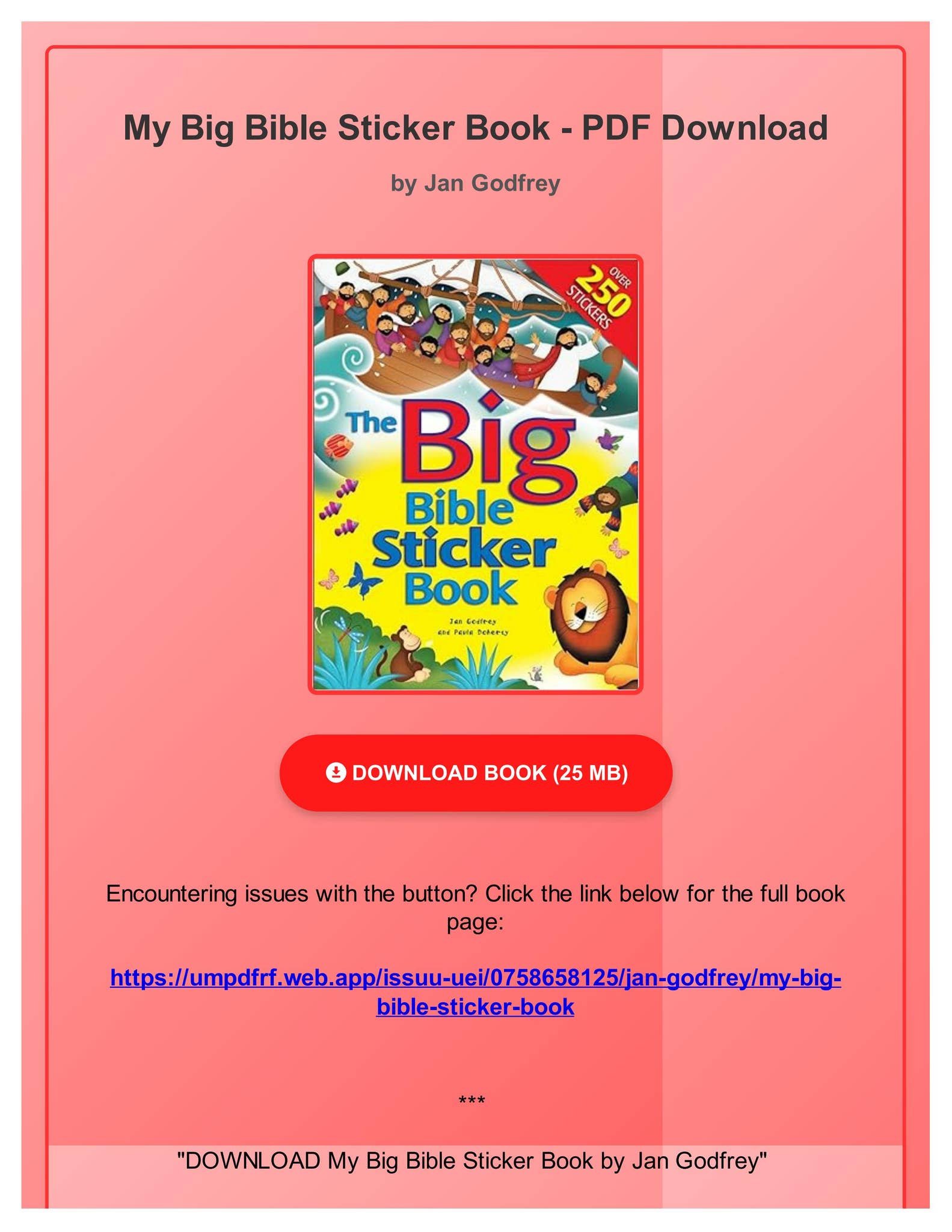 DOWNLOAD My Big Bible Sticker Book by Jan Godfrey by CordieSchmidtjk ...