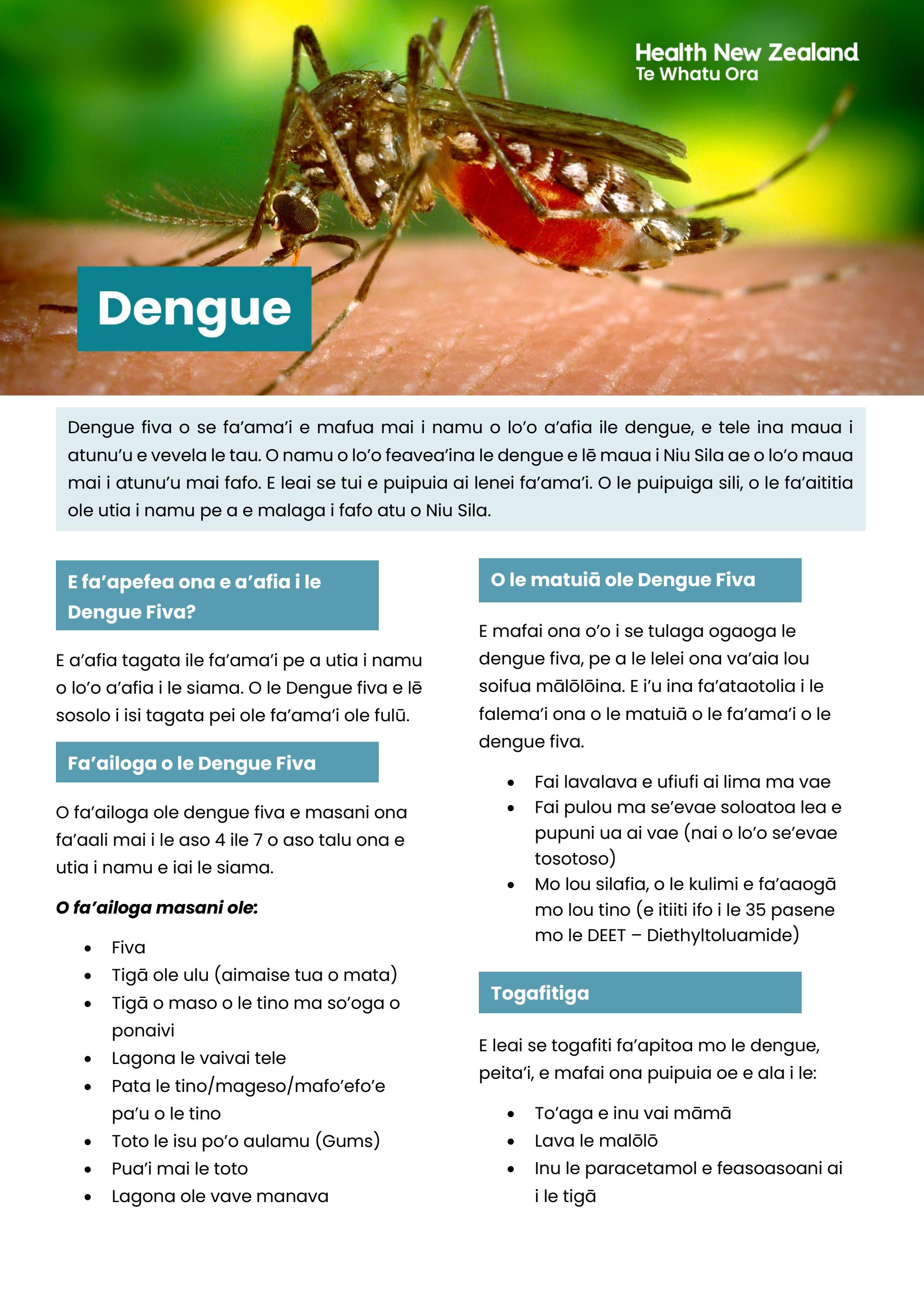 Dengue fever factsheet - Samoan by WBOP PHO - Issuu
