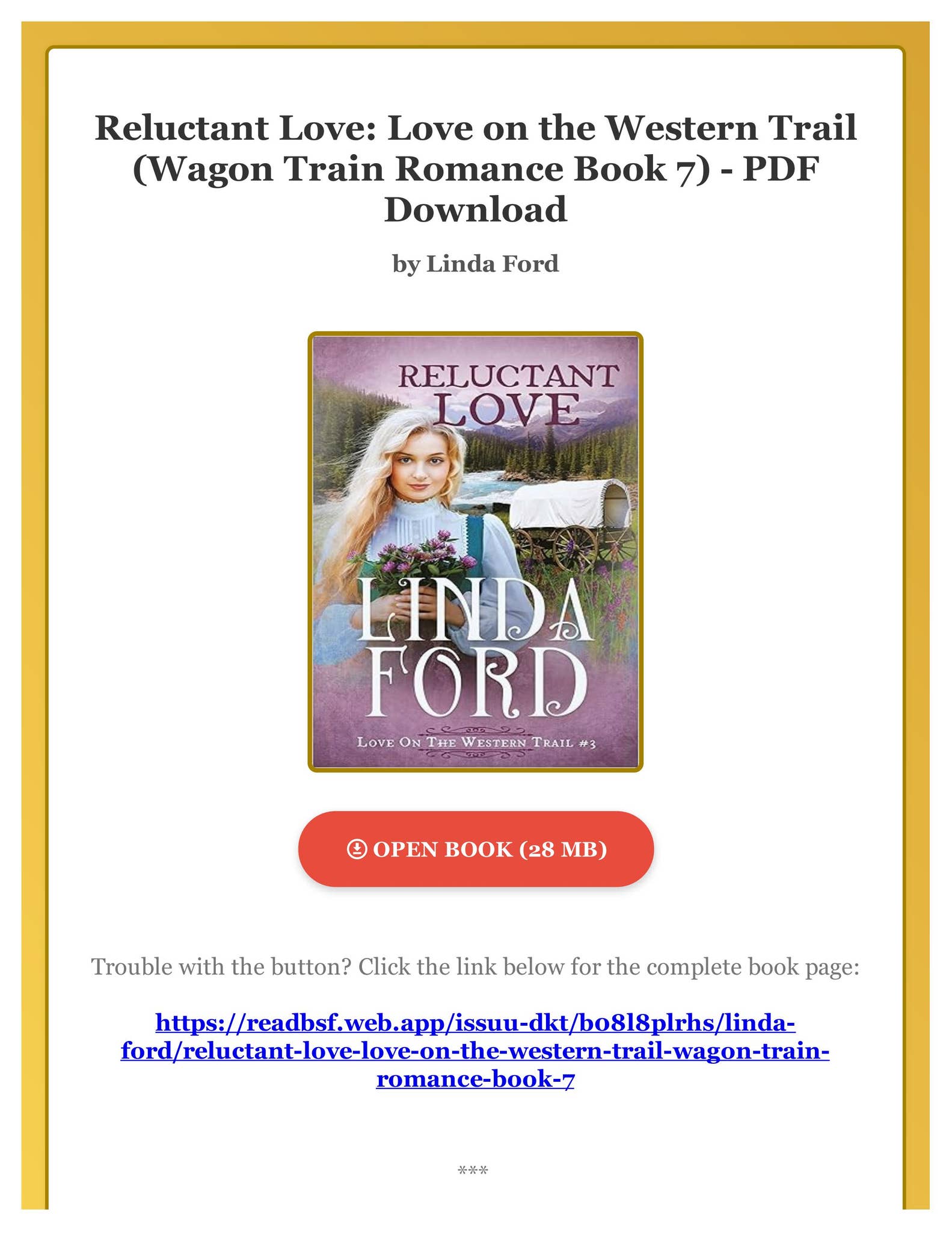 [PDF] Reluctant Love: Love on the Western Trail (Wagon Train Romance ...