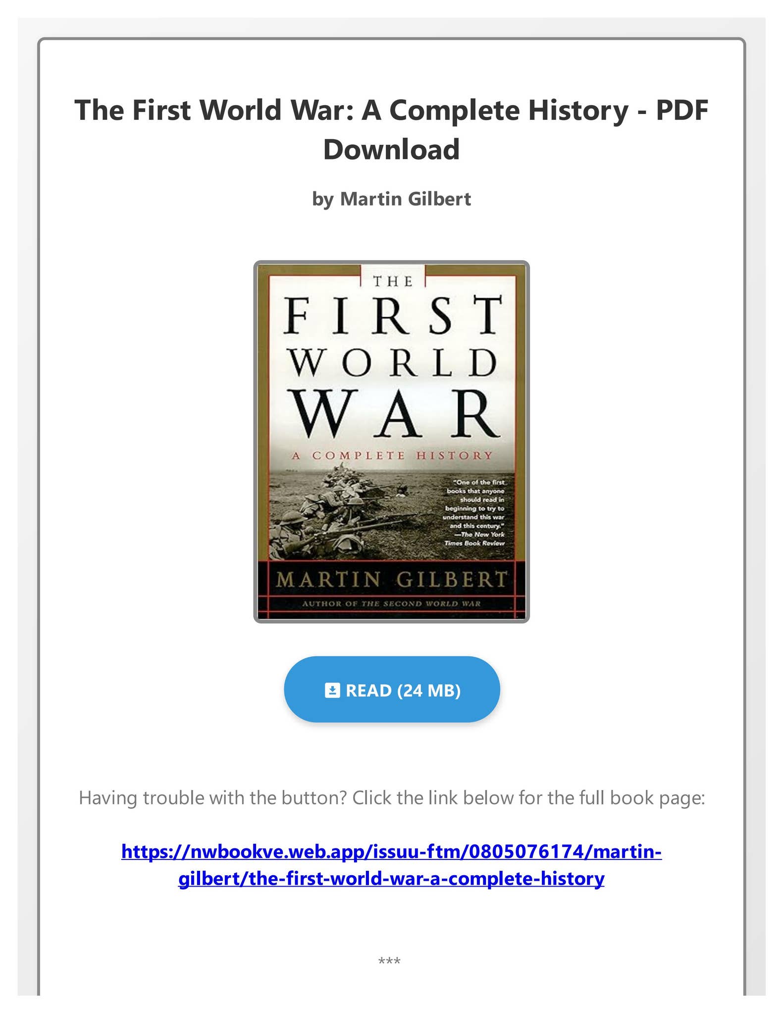 Ebook The First World War: A Complete History by Martin Gilbert by ...