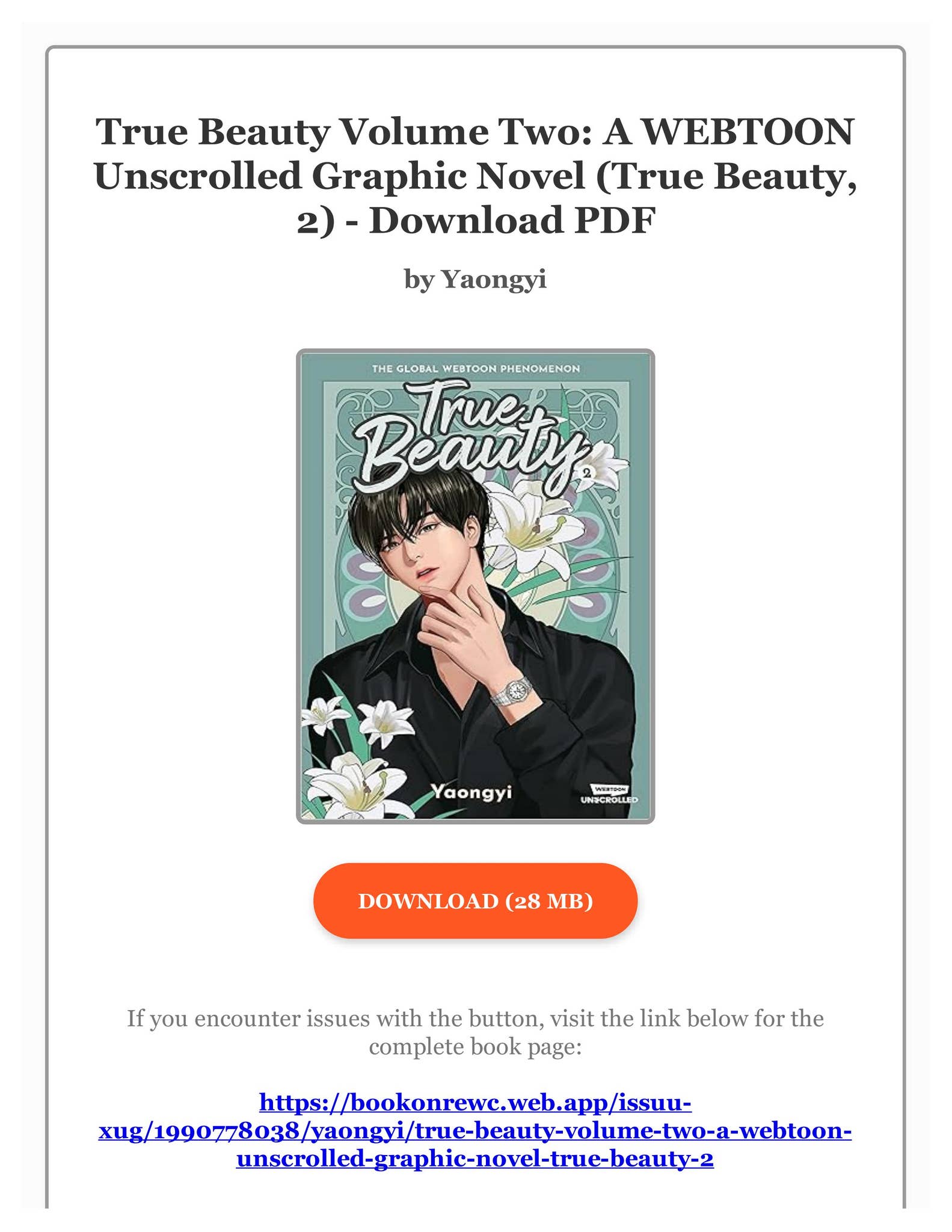 EBOOK True Beauty Volume Two: A WEBTOON Unscrolled Graphic Novel (True Beauty, 2) by Yaongyi by ...