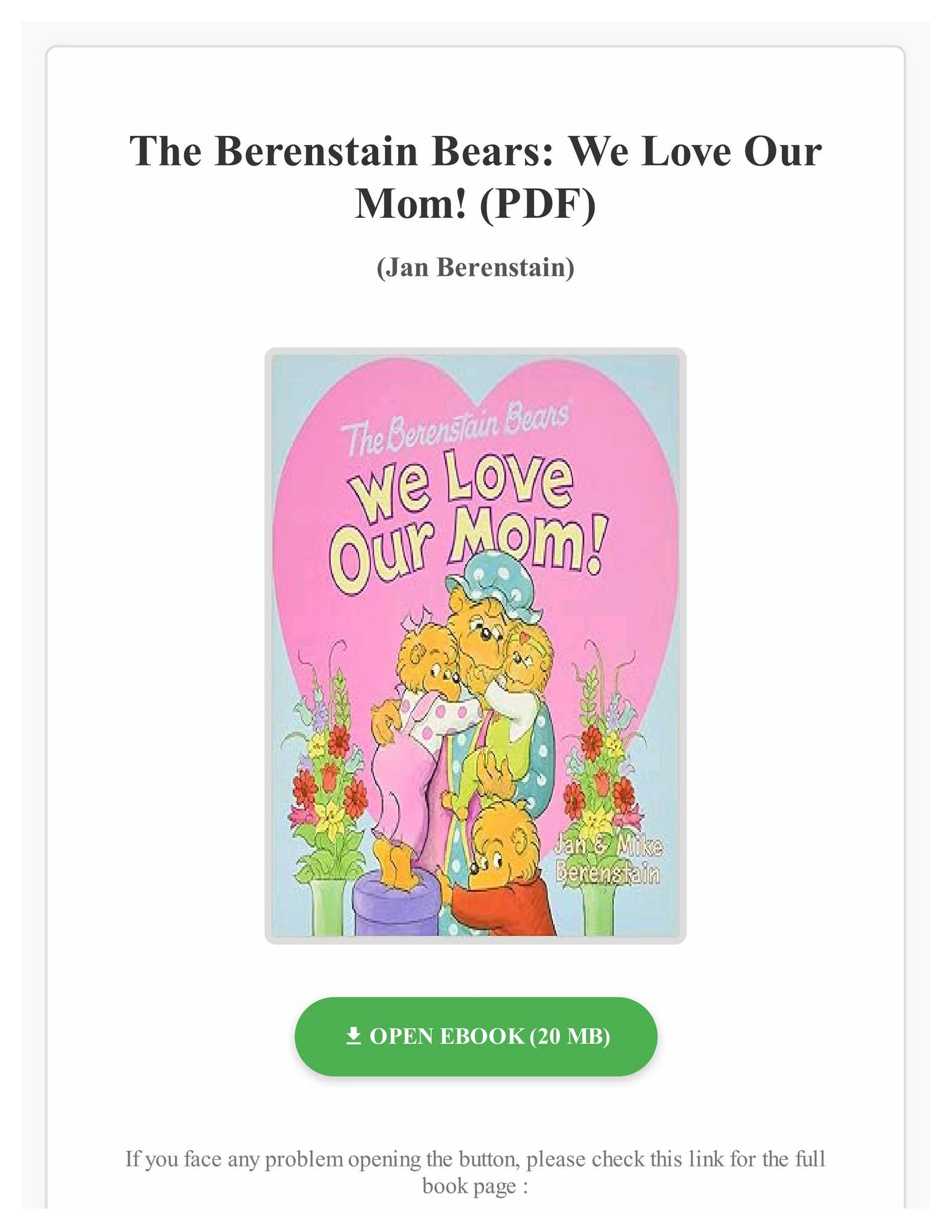 (Free Pdf) The Berenstain Bears: We Love Our Mom! by Jan Berenstain by ...