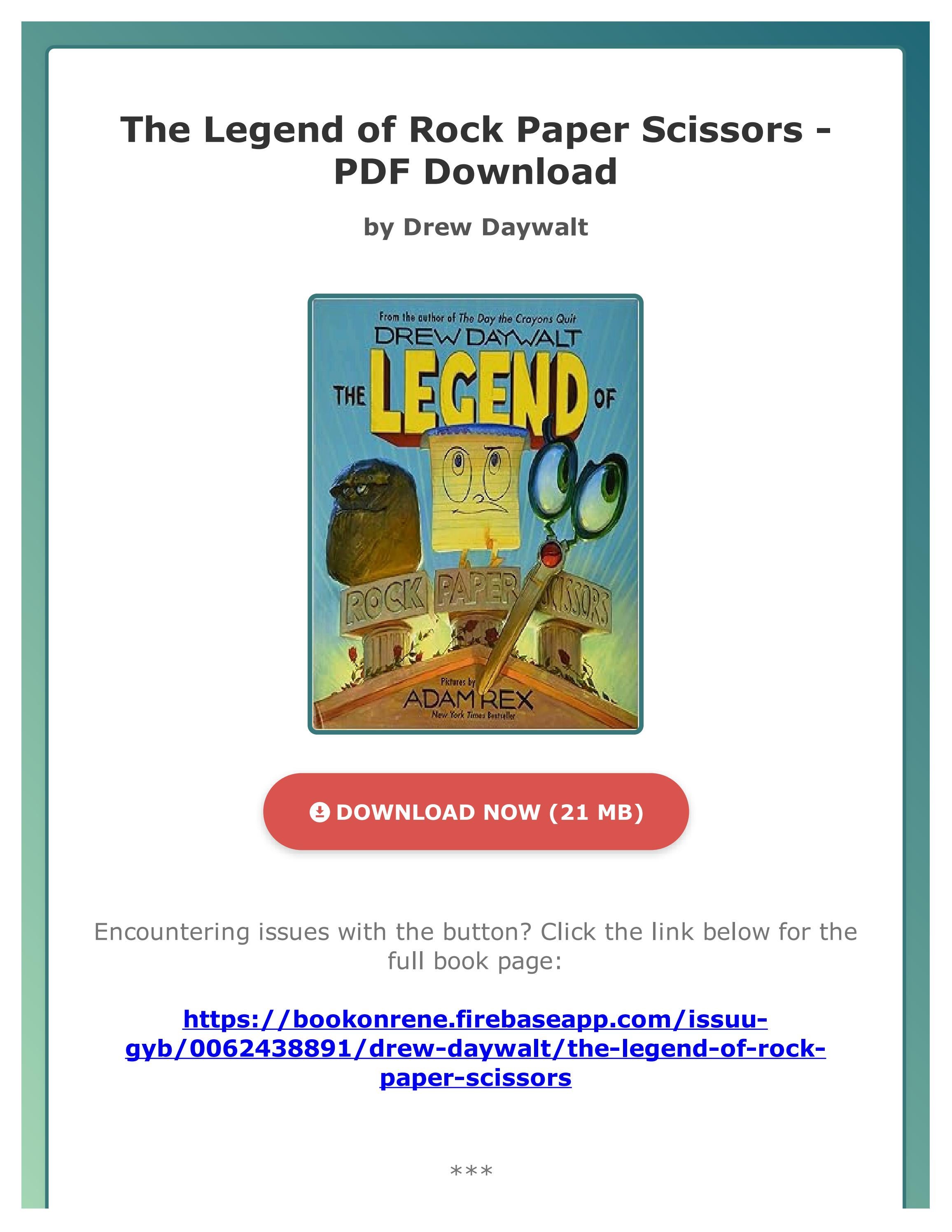 PDF Ebook The Legend of Rock Paper Scissors by Drew Daywalt by ...