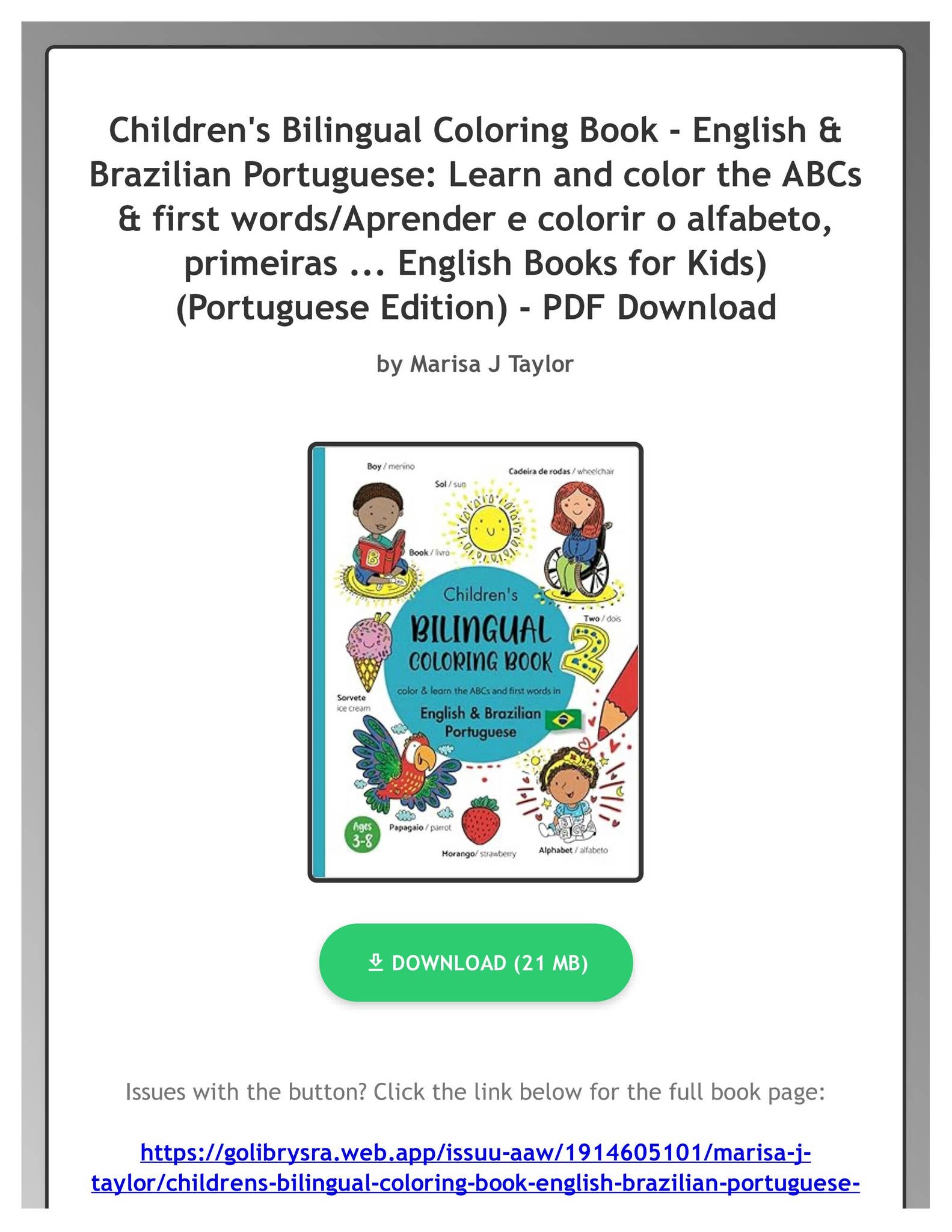 PDF Free Children's Bilingual Coloring Book - English & Brazilian ...