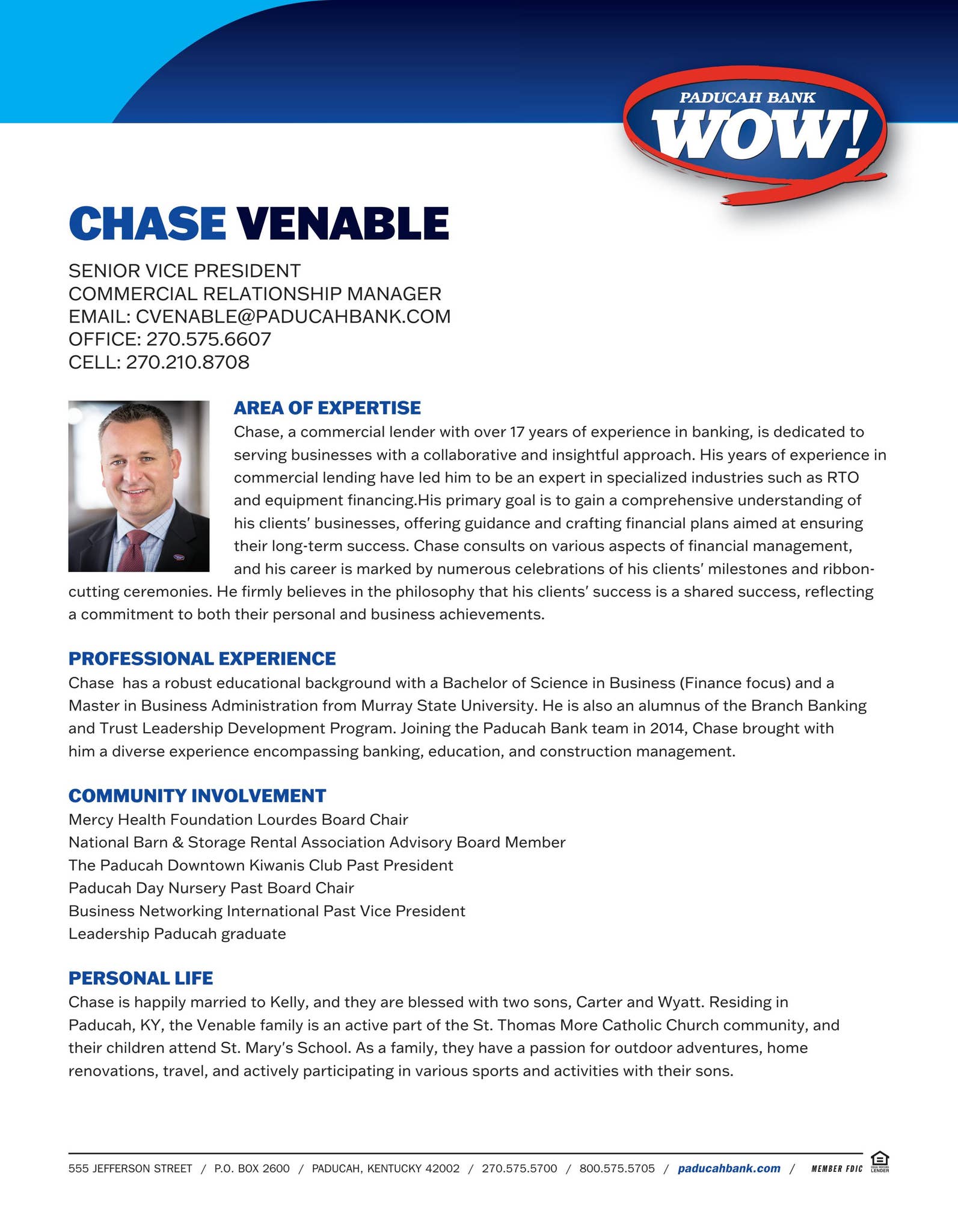 Chase Venable - Bio Sheet by PaducahBank - Issuu