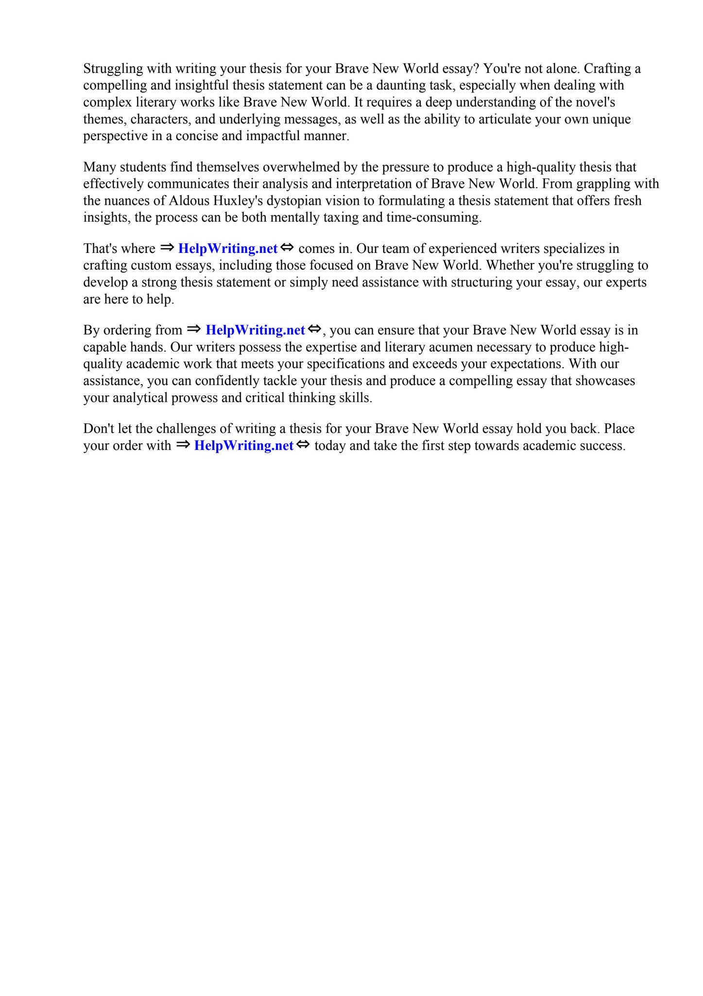 Thesis For Brave New World Essay by SUNY Old Westbury - Issuu