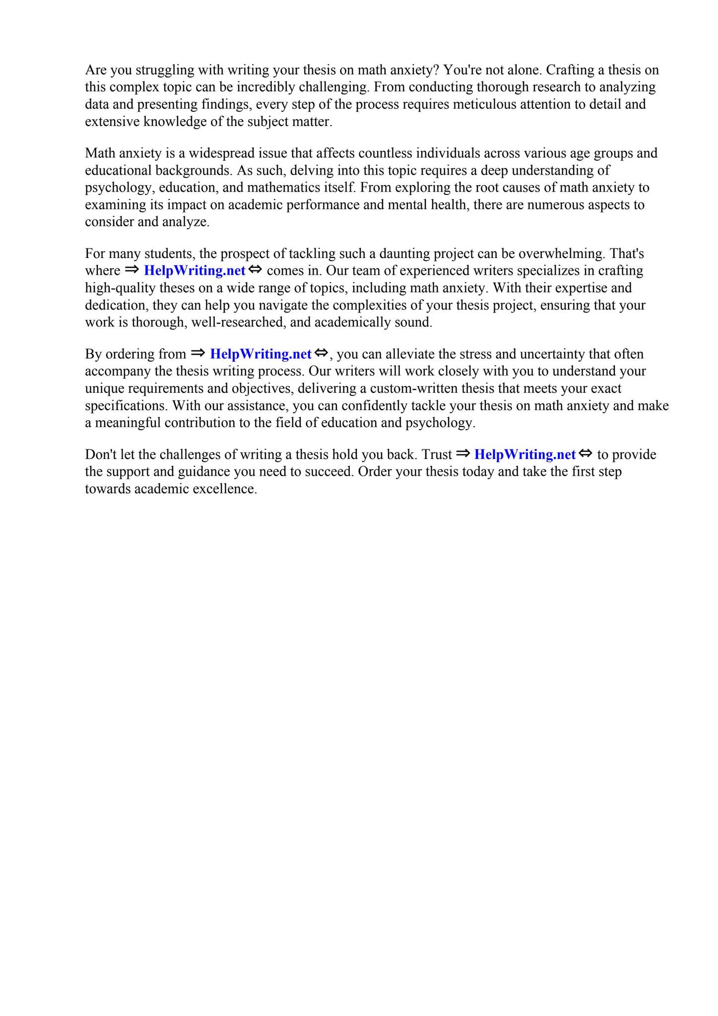 Math Anxiety Thesis Sample by University of Wisconsin-Whitewater - Issuu