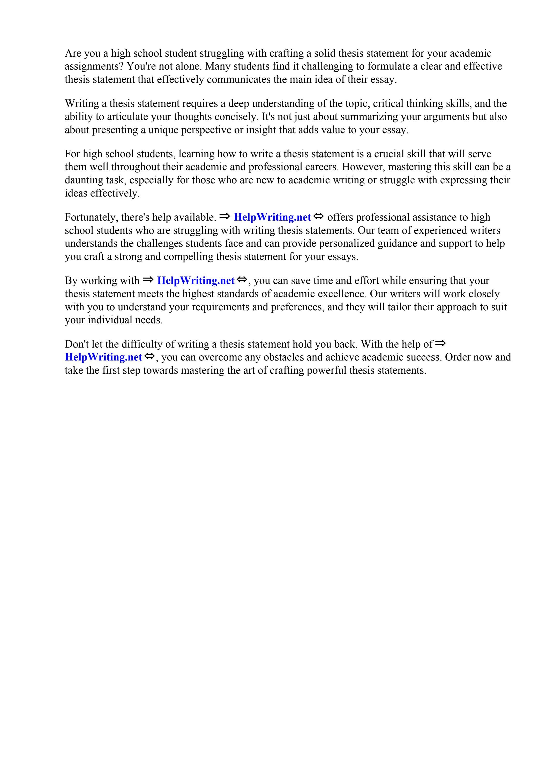 Teaching Thesis Statements To High School Students by Techni-Pro ...