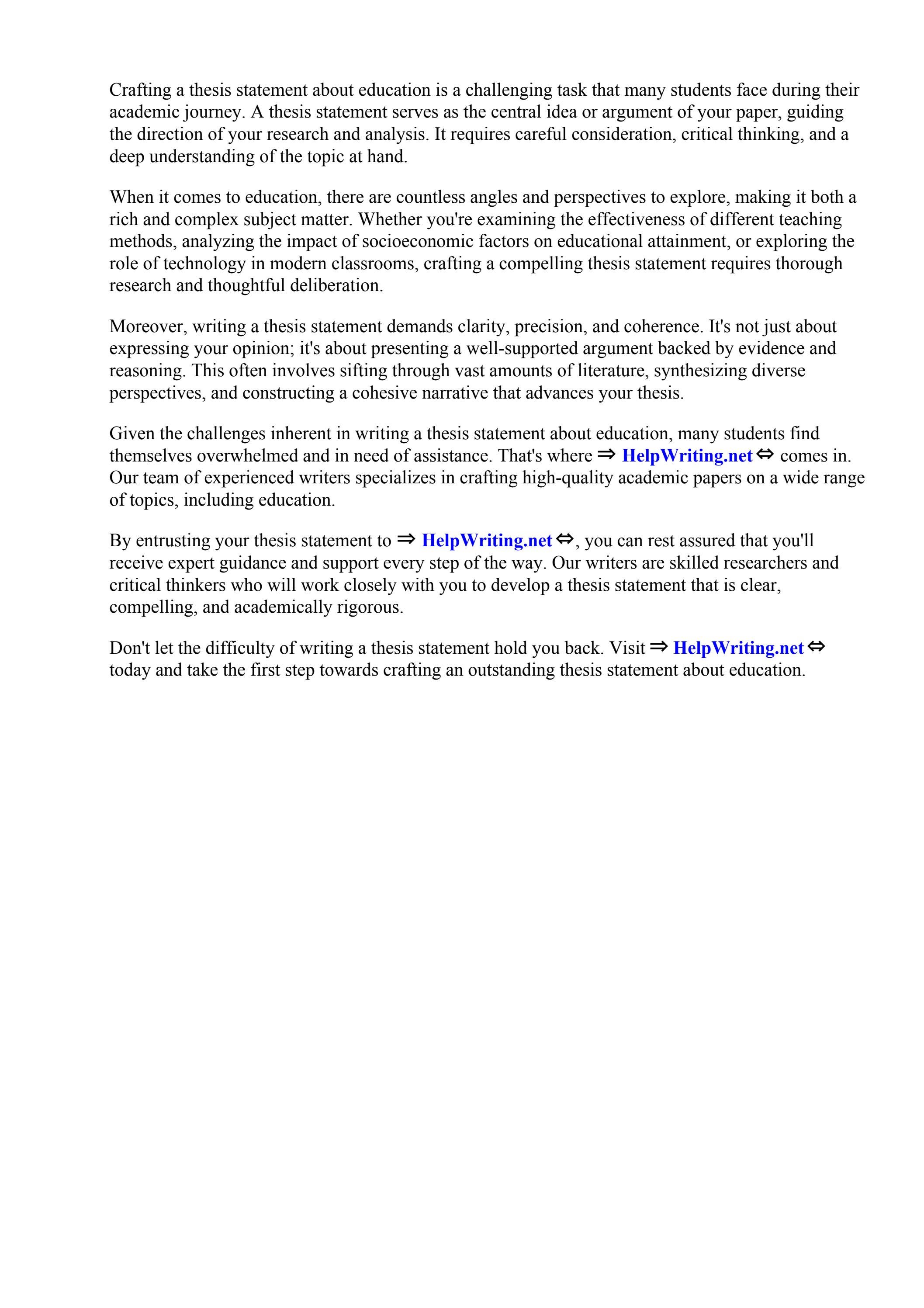 Thesis Statement Example About Education by Boston Graduate School of ...