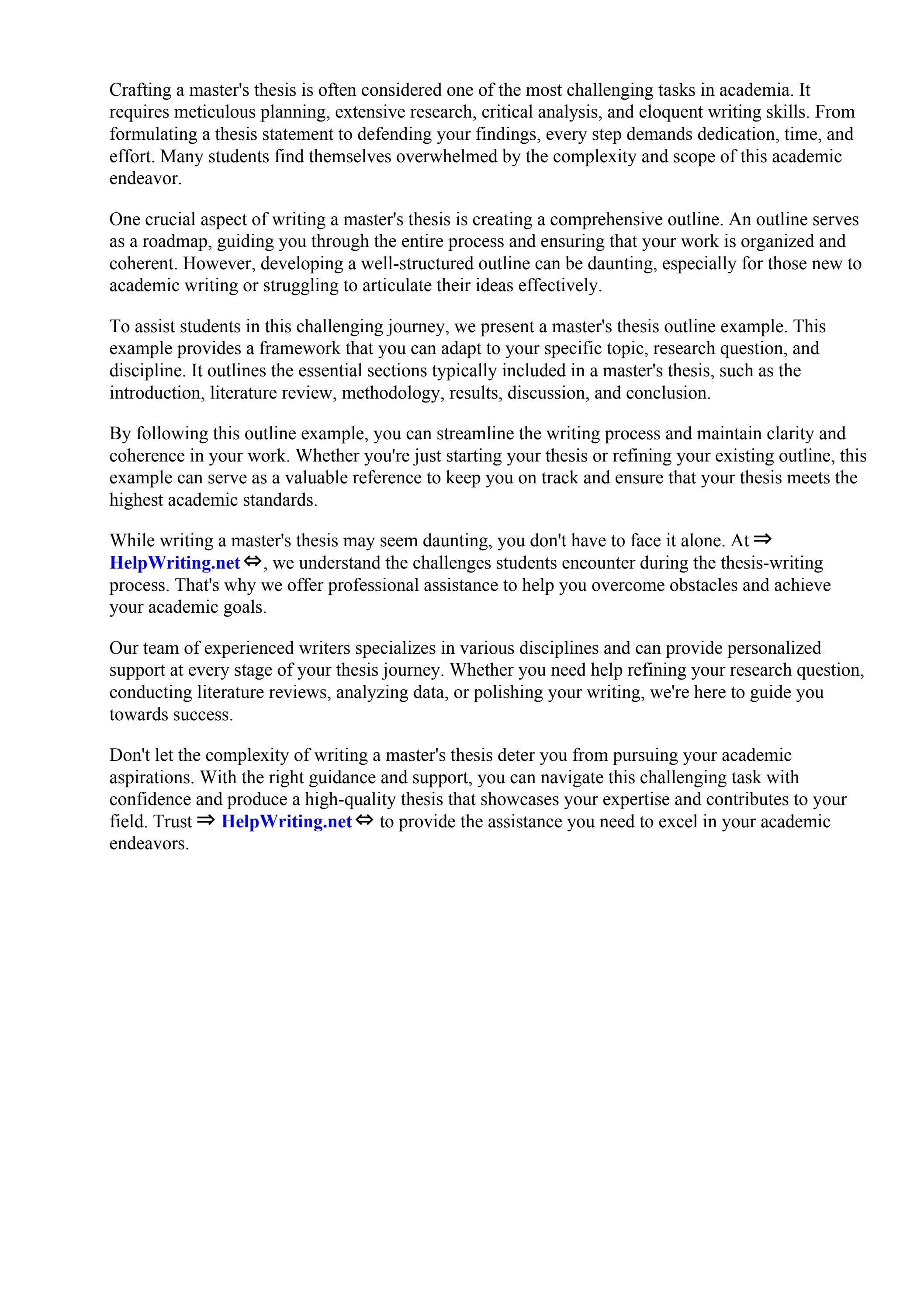 Master Thesis Outline Example by University of Northwestern Ohio - Issuu