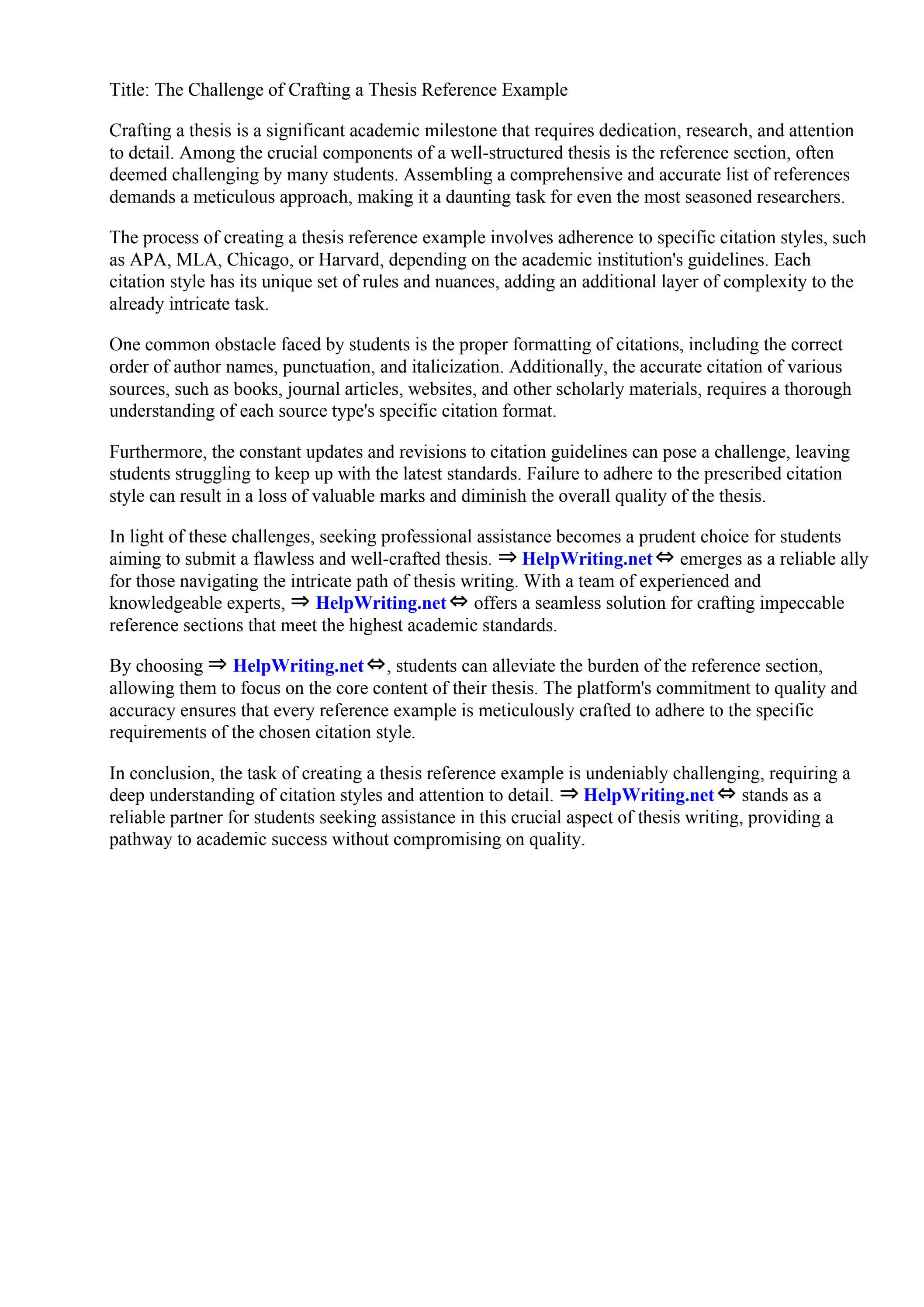 Thesis Reference Example by San Jacinto College - Issuu