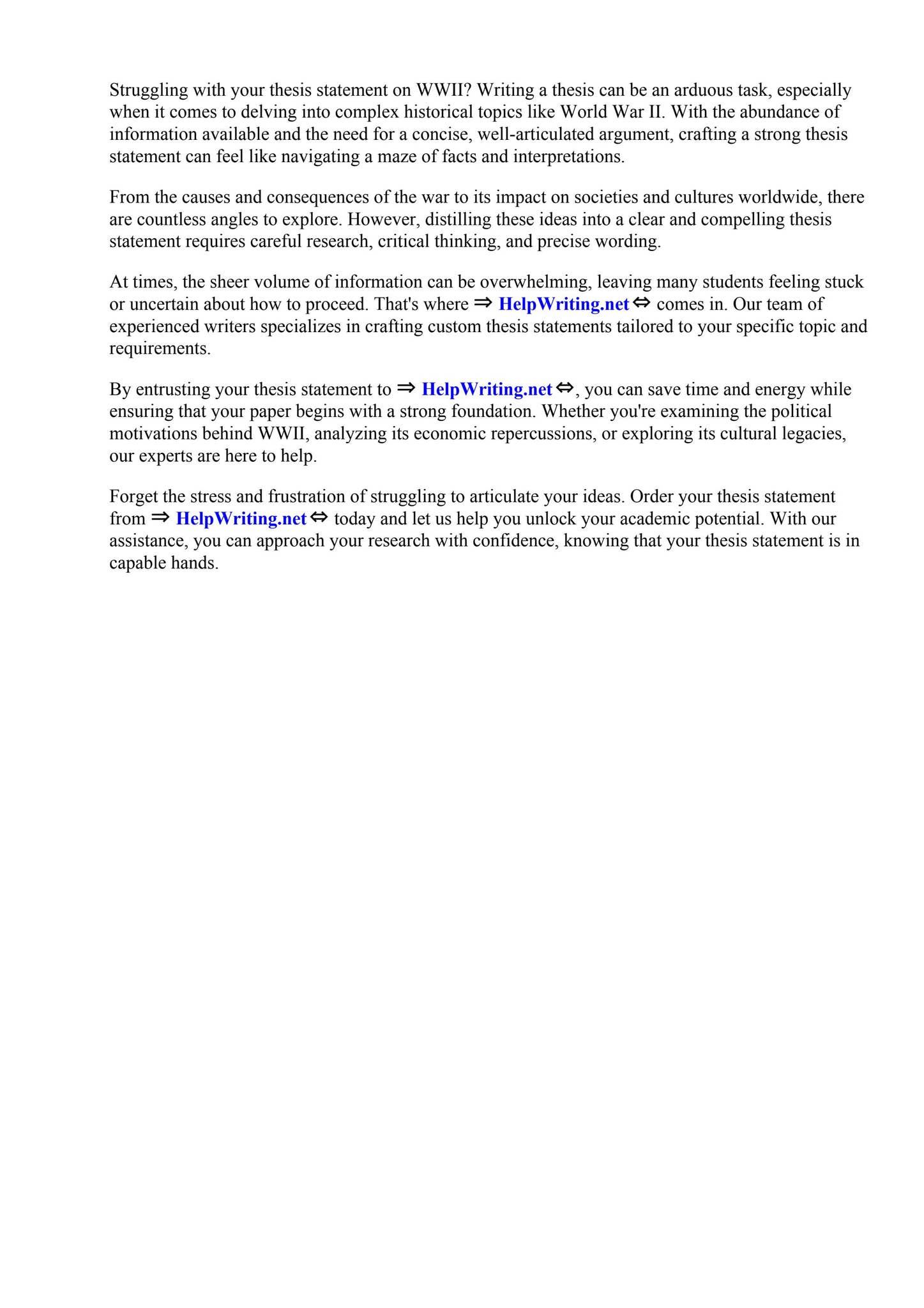 Thesis Statement Examples Wwii by Warren County Community College - Issuu