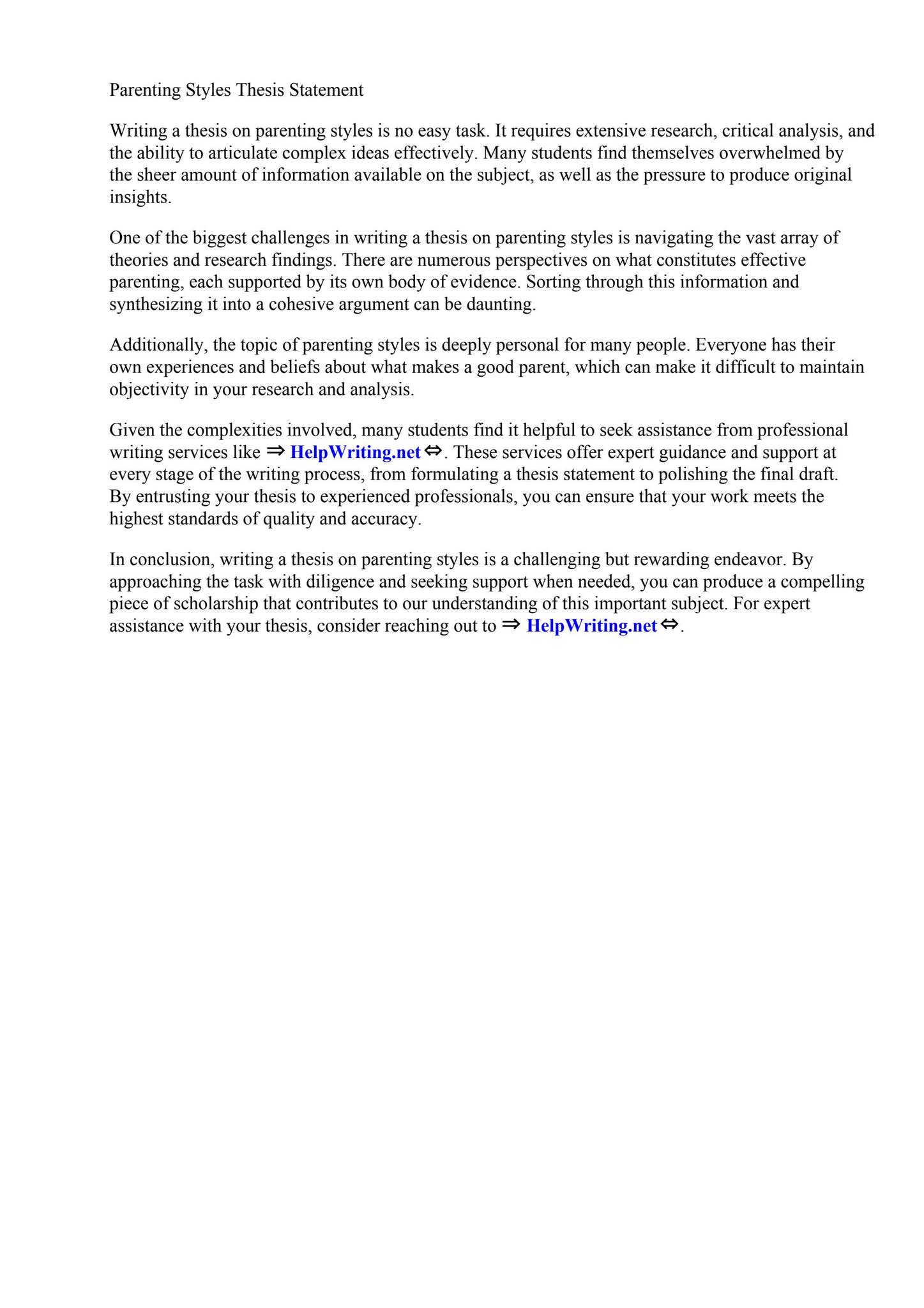 Parenting Styles Thesis Statement by Long Island University - Issuu