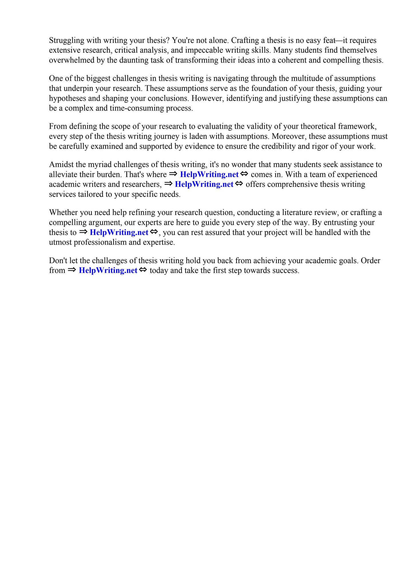 Assumptions Thesis Writing by Tennessee College of Applied Sciences ...