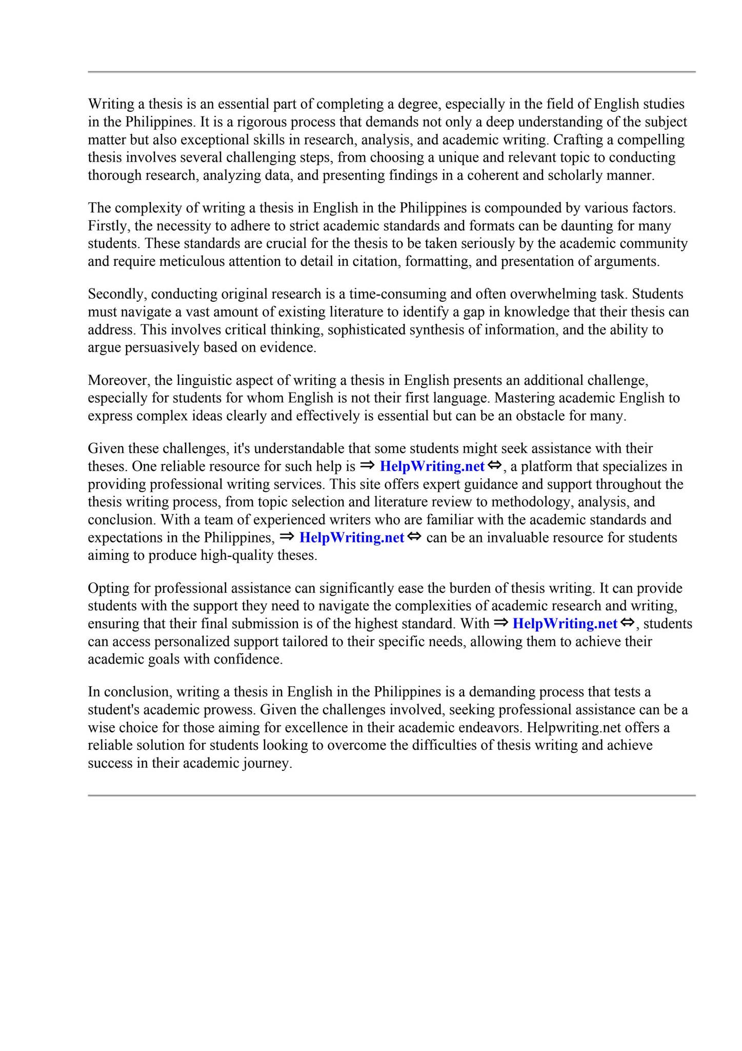 Sample Thesis In English In The Philippines by Southern University Law ...