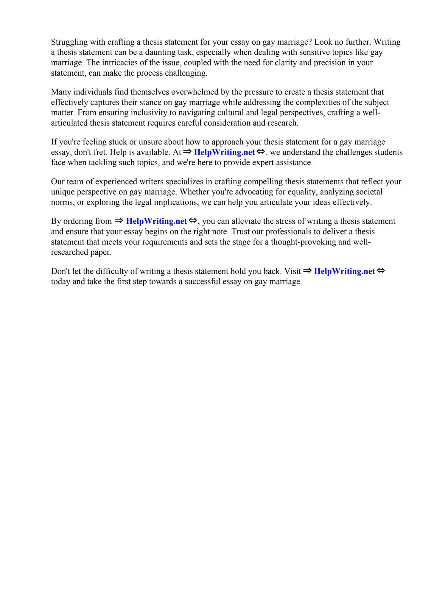 Thesis Statement For Gay Marriage by Maharishi International University ...