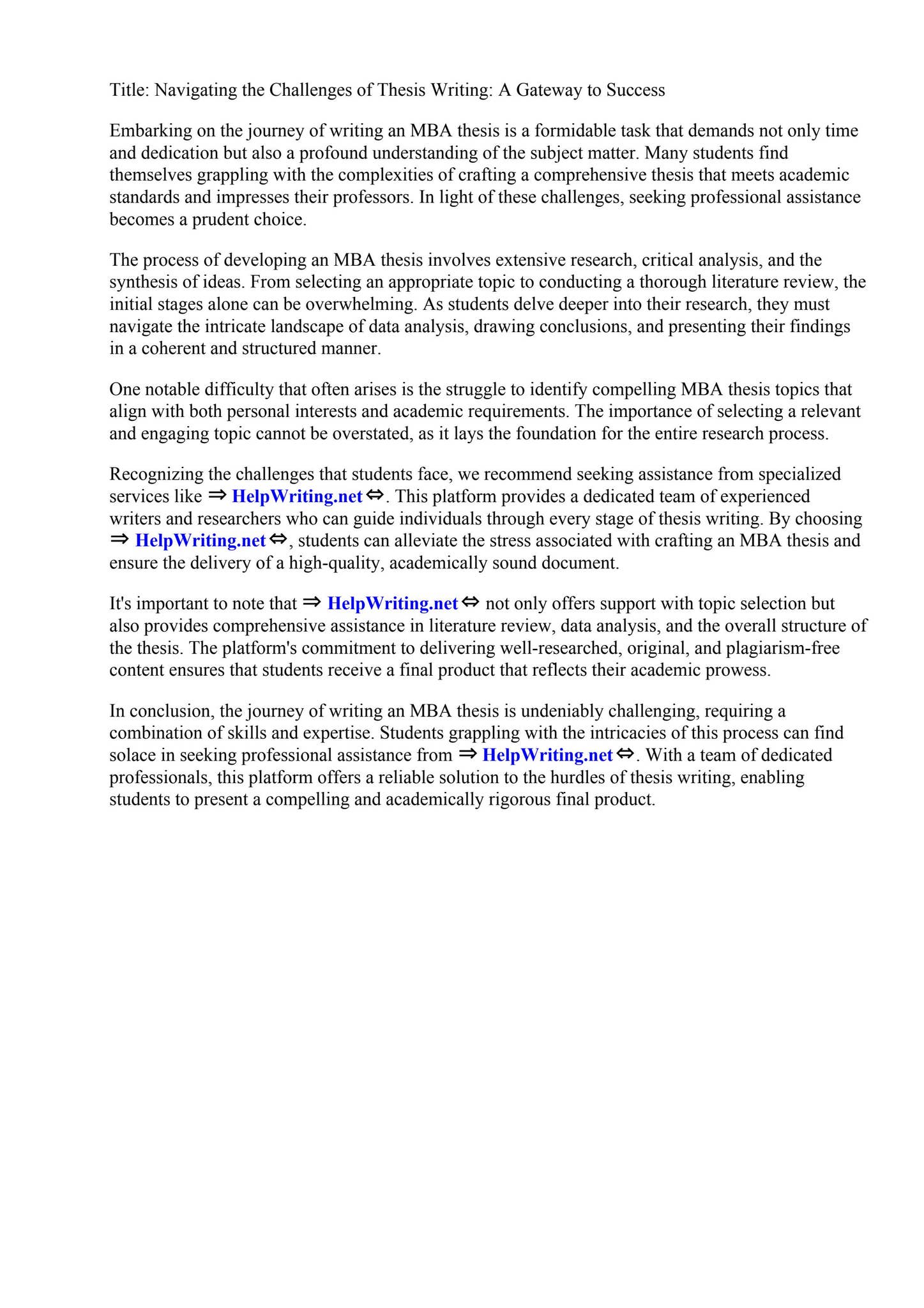 Sample Mba Thesis Topics by Trine University - Issuu