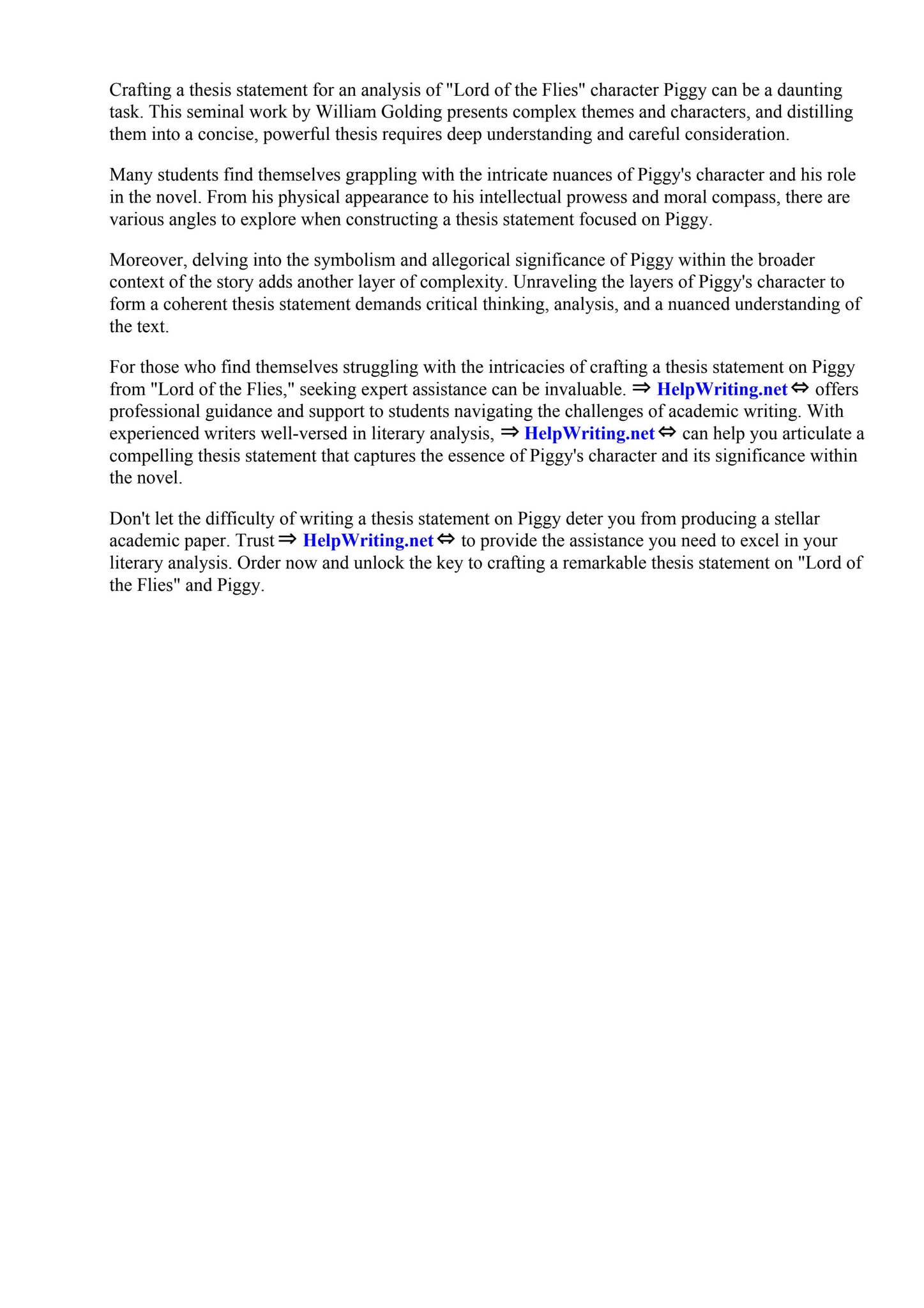 Thesis Statement Lord Of The Flies Piggy by McPherson College - Issuu