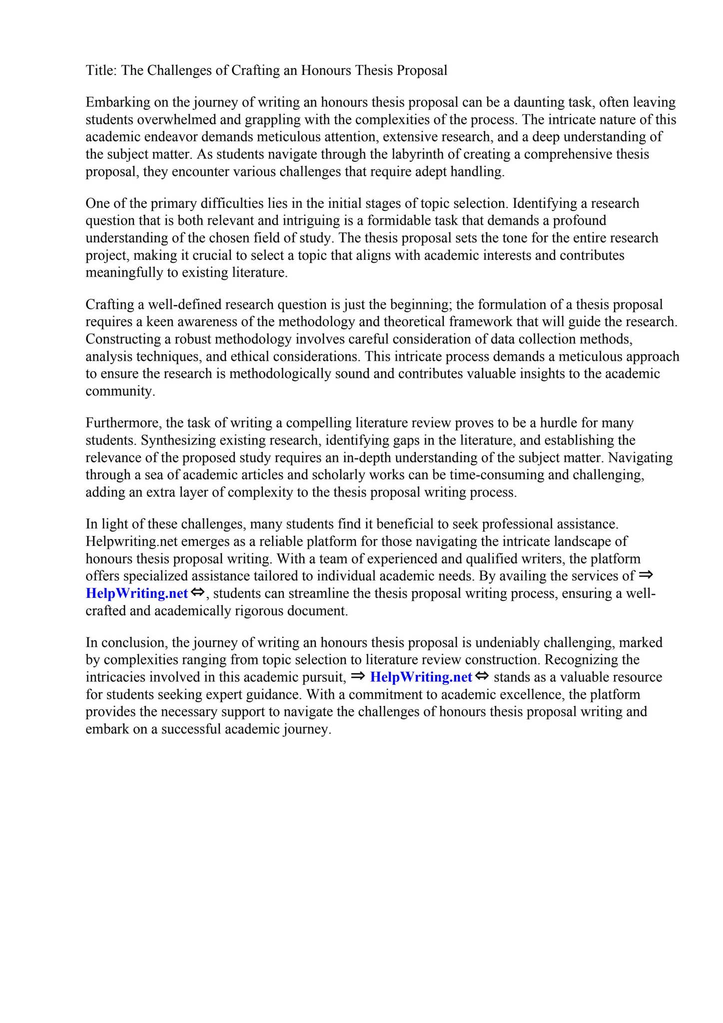 Writing An Honours Thesis Proposal by Mercyhurst University - Issuu