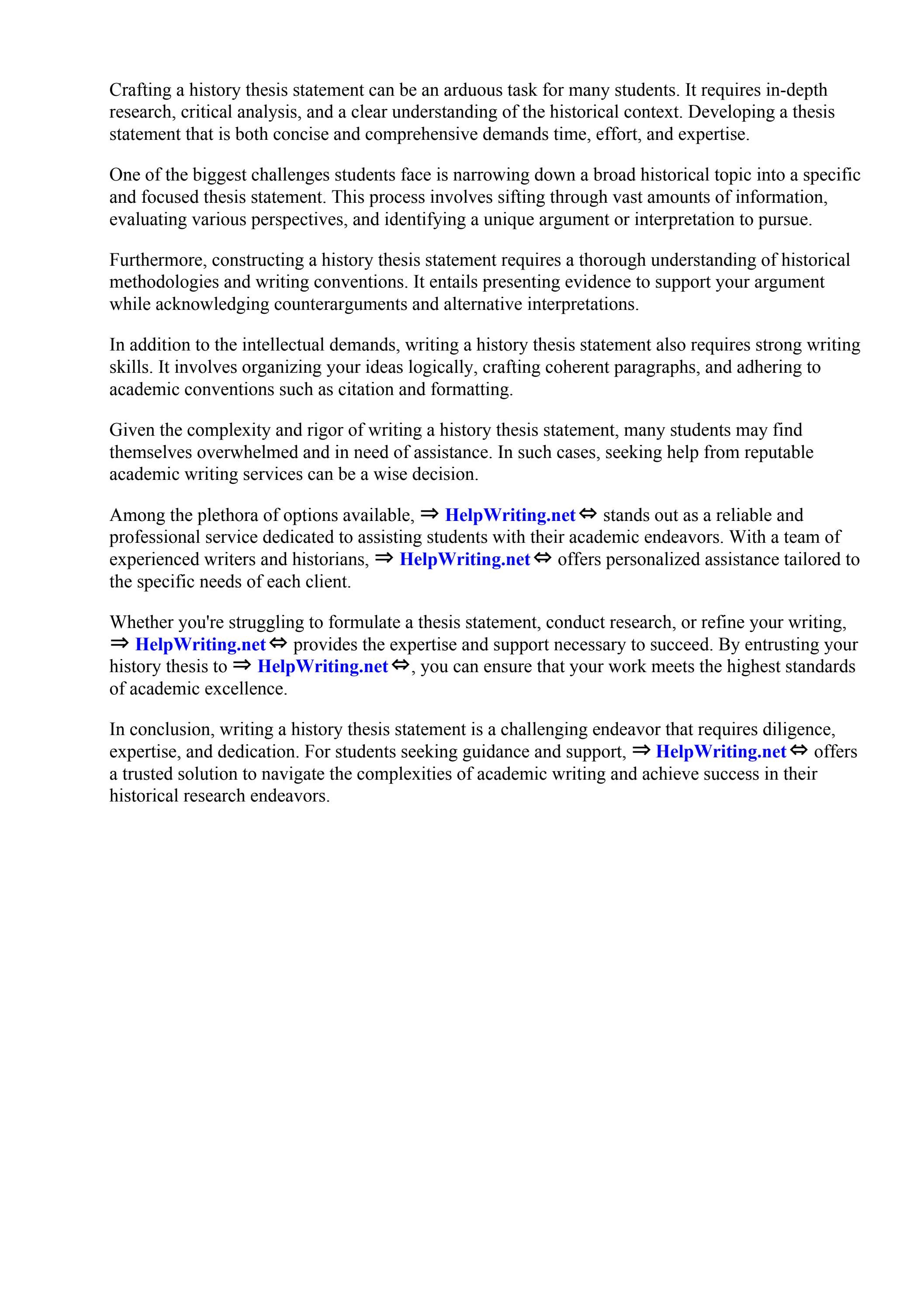 How To Make A History Thesis Statement by Mission College (California ...