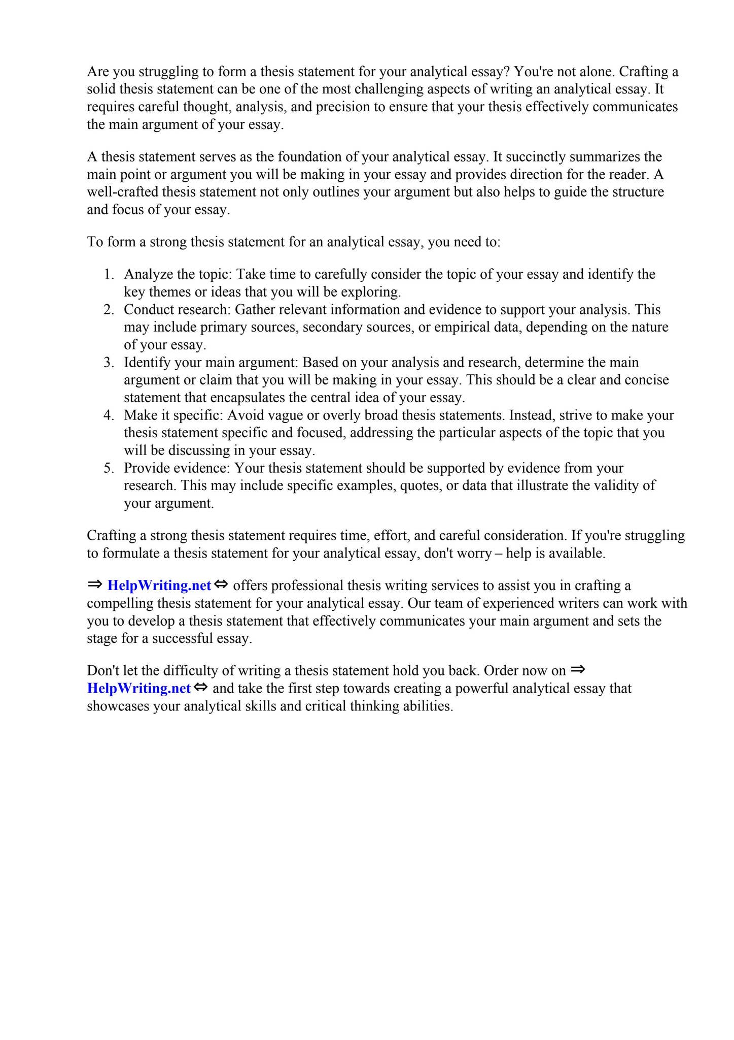 How To Form A Thesis Statement For An Analytical Essay by Western ...