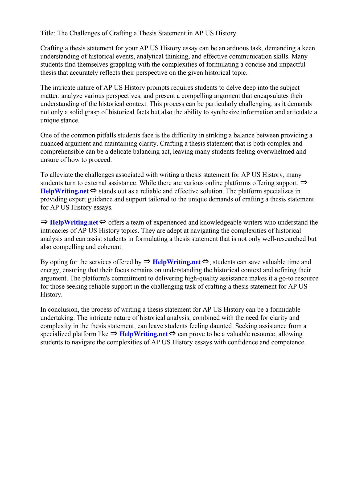 Writing A Thesis Statement Ap Us History by California Institute of ...